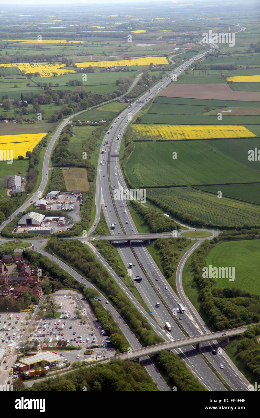 aerial view of the A1(M) motorway looking south at Boroughbridge, North ...