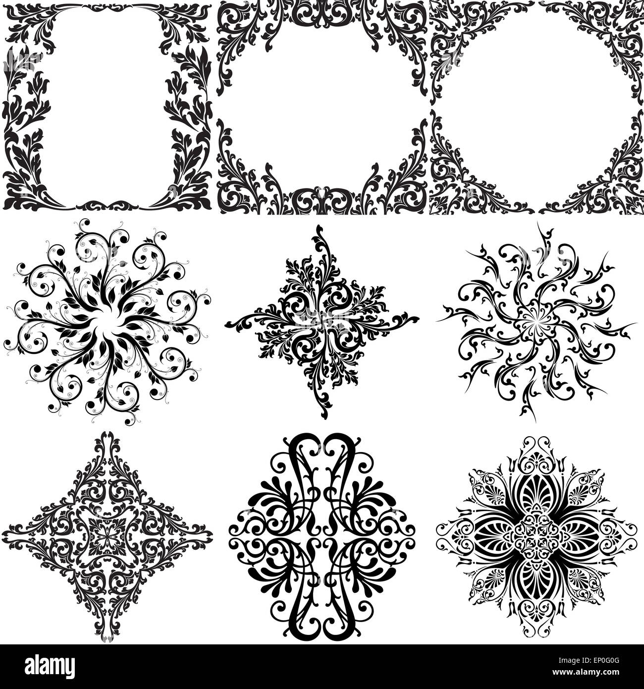 Set of 9 Ornamental Design Elements Stock Photo - Alamy