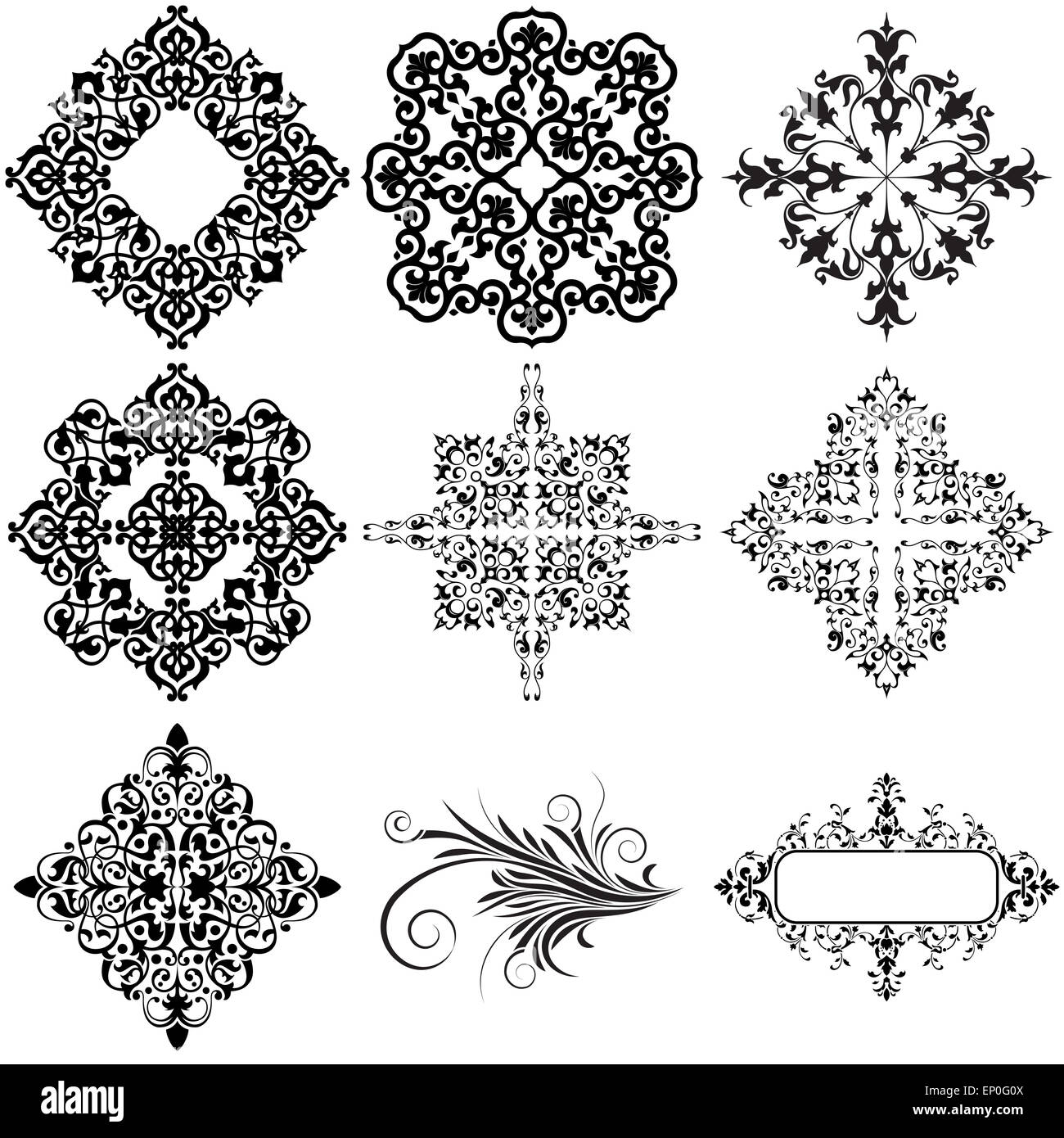 Set of 9 Ornamental Design Elements Stock Photo - Alamy