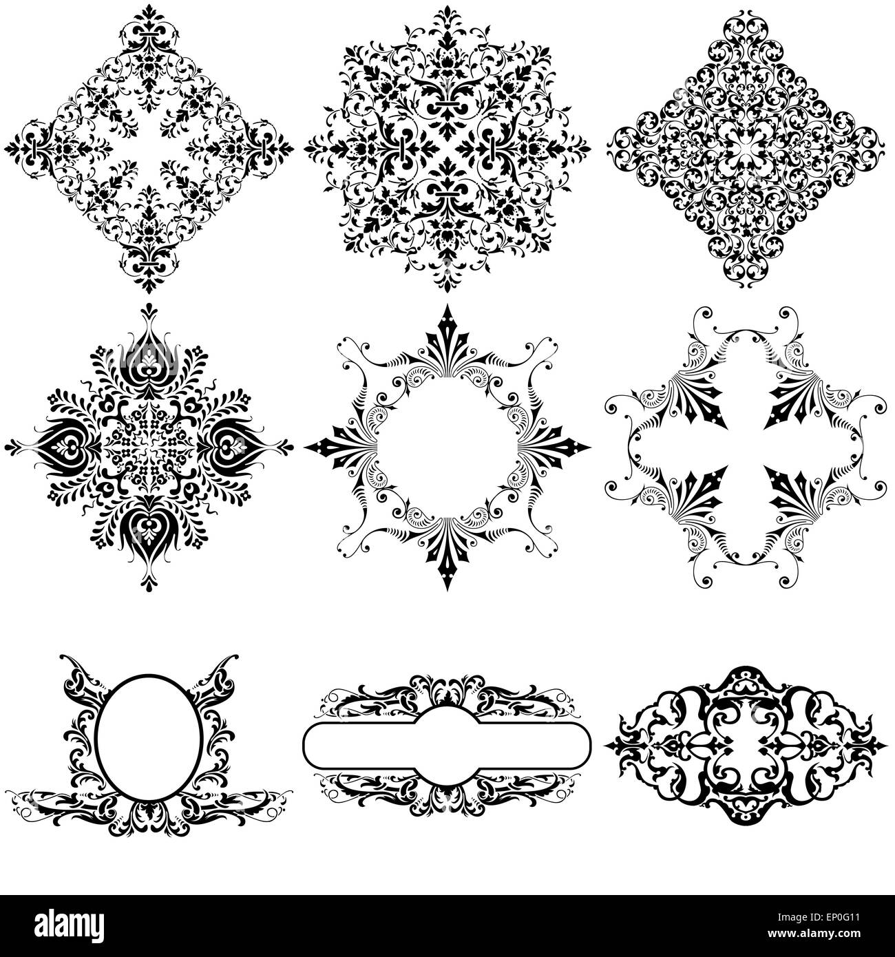 Set of 9 Ornamental Design Elements Stock Photo - Alamy
