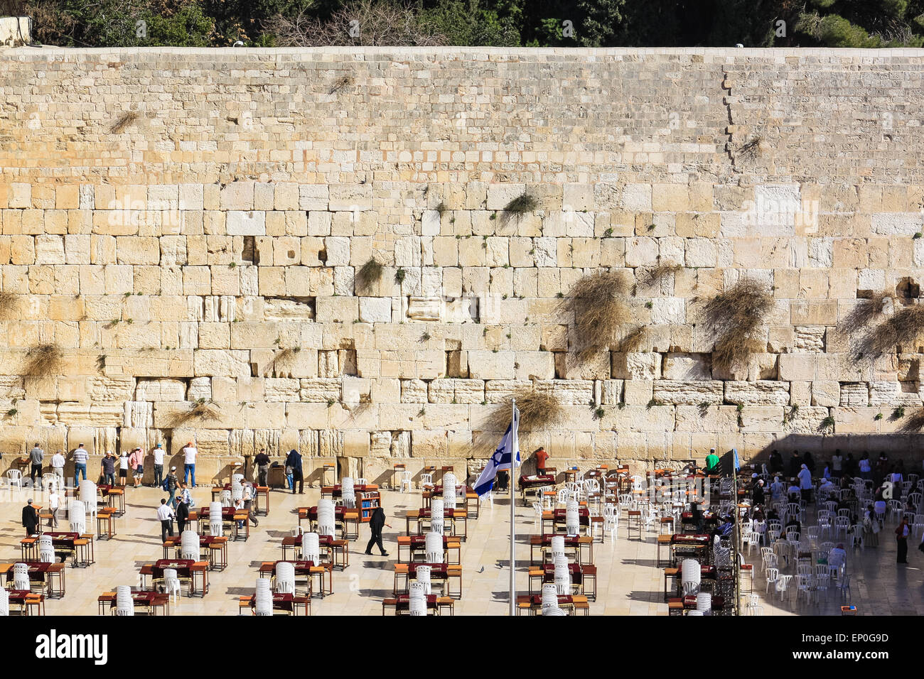 Western wall in Jerusalem, Israel. Prayers at the wailing wall in the ...