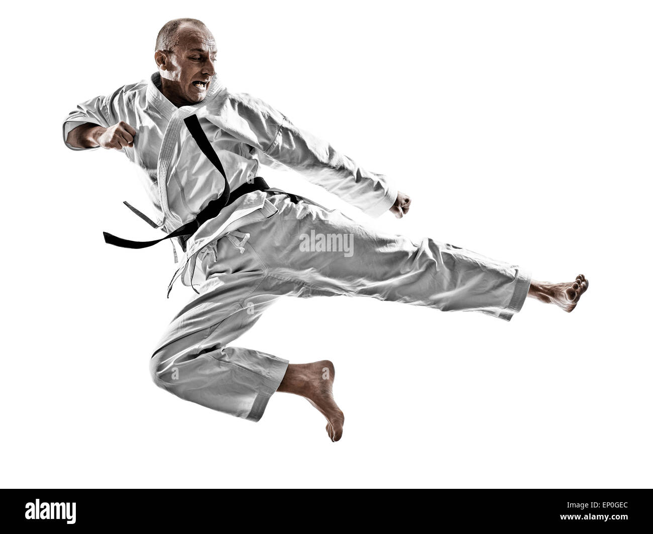 one karate kata training man isolated on white background Stock Photo ...