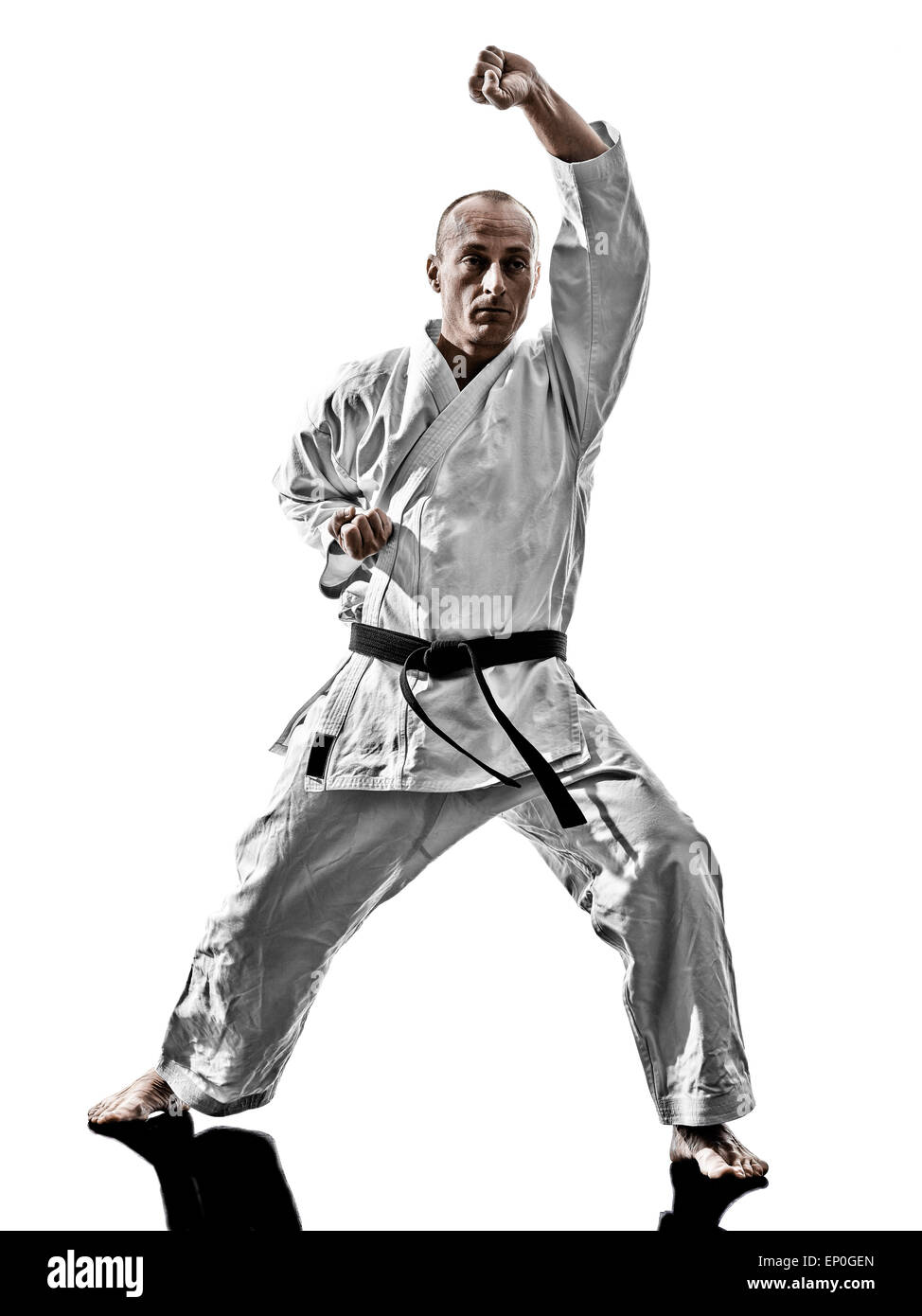 one karate kata training man isolated on white background Stock Photo ...
