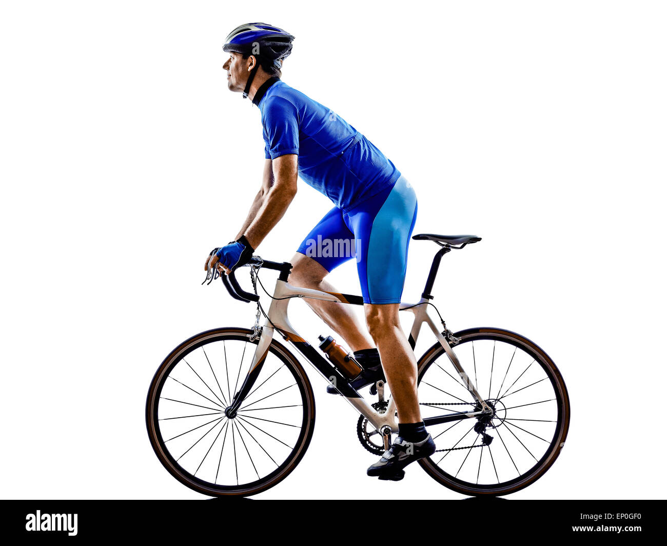 Silhouette cyclist on road Cut Out Stock Images & Pictures - Alamy