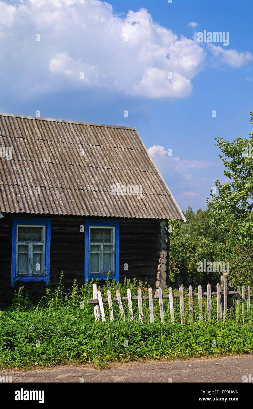 Village landscape - village house and wooden fence Stock Photo - Alamy