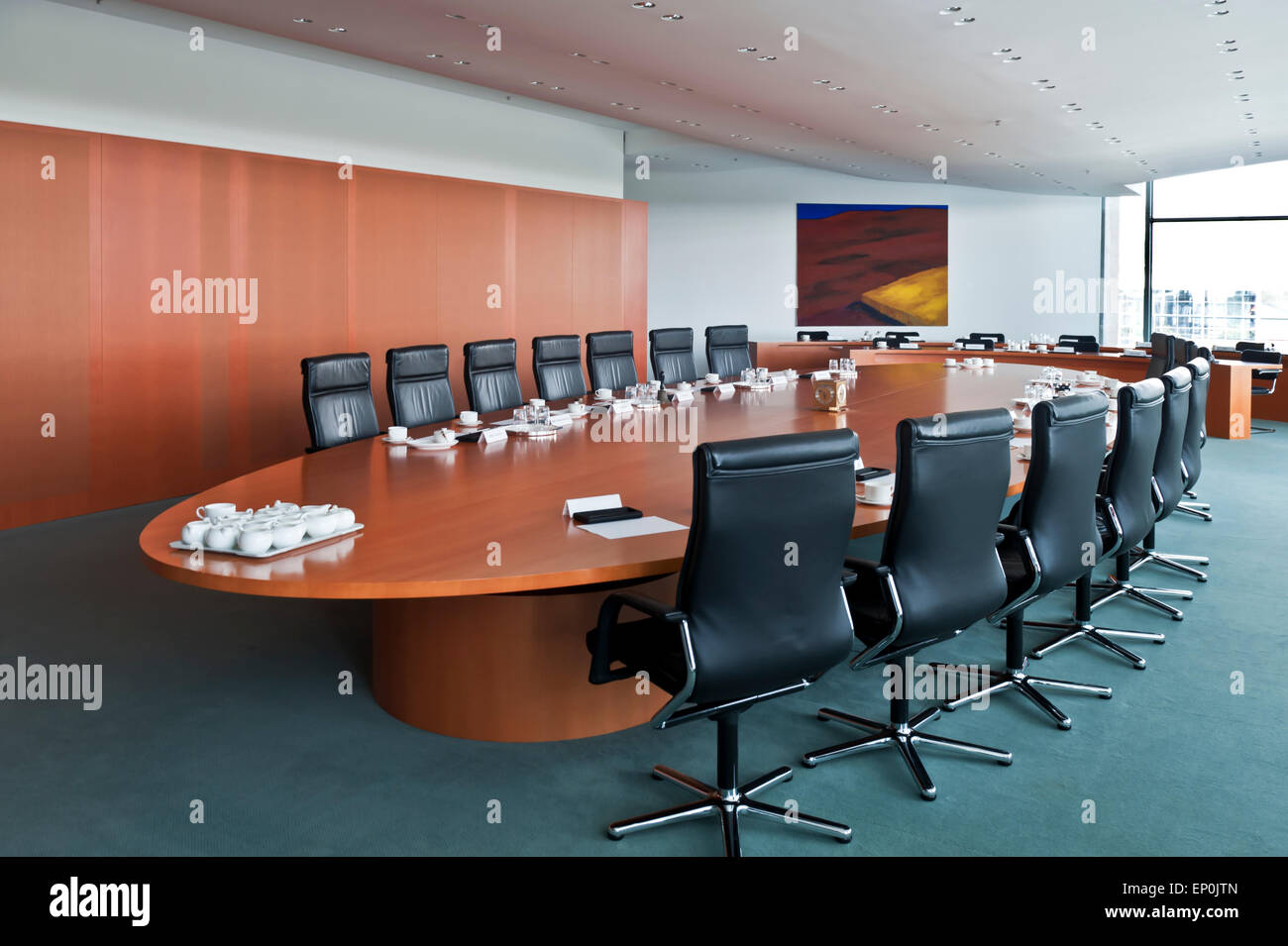 Federal Chancellery, empty table of the cabinet Berlin, Germany, Europe ...