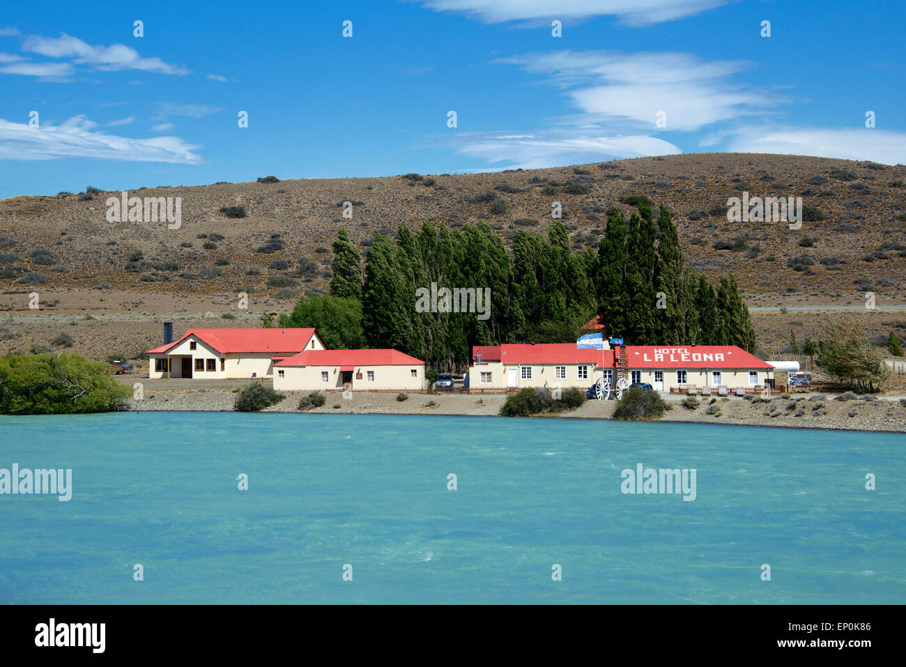 Hotel La Leona and Rio La Leona Patagonia Argentina Stock Photo - Alamy