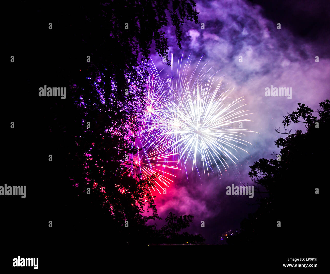 Night Party in Como with Fireworks Stock Photo - Alamy