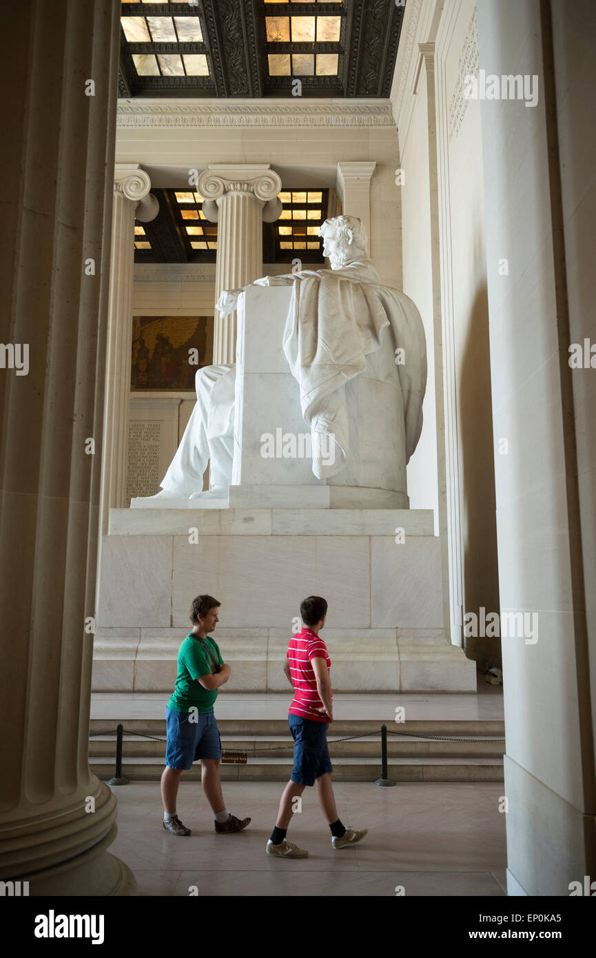 WASHINGTON DC, USA - JULY 30, 2014: Tourists explore the Parthenon ...