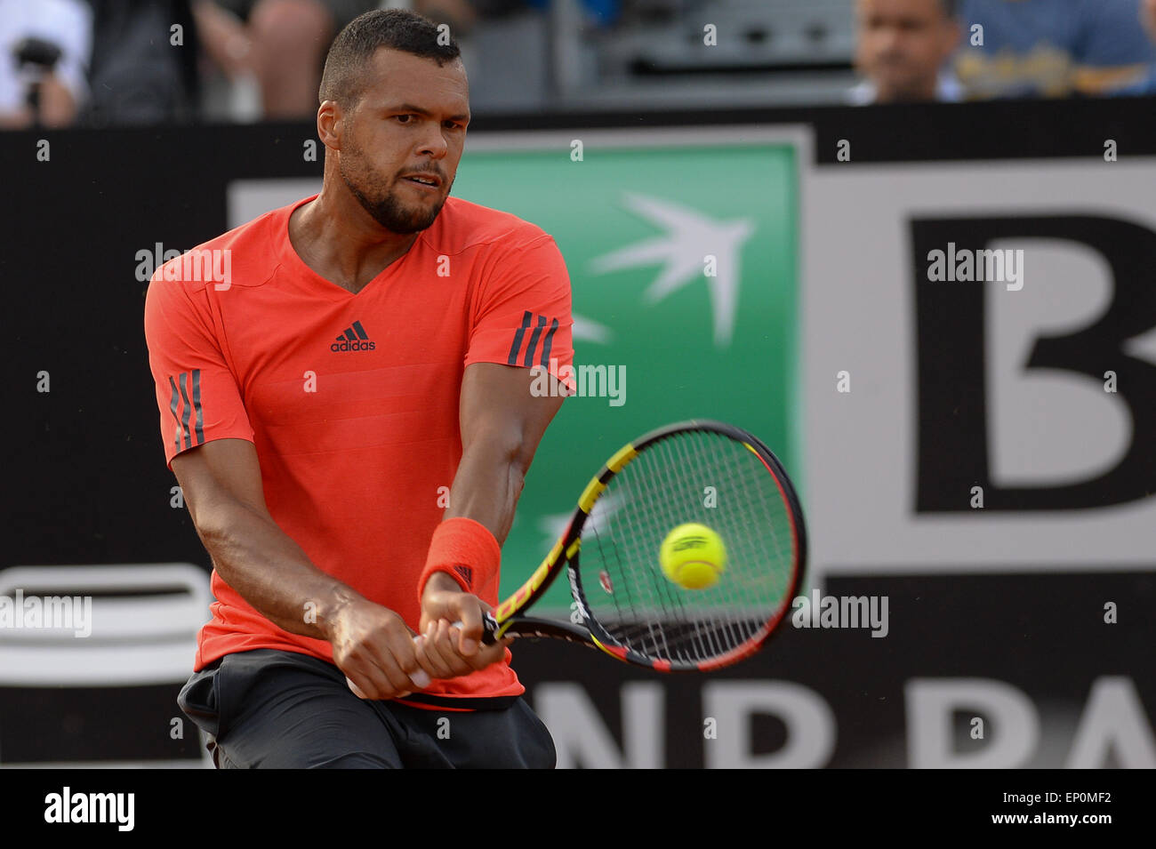 Rome, Italy. 12th May, 2015. BNL Italian Open Tennis. Jo-Wilfried Tsonga (FRA) in action against ...