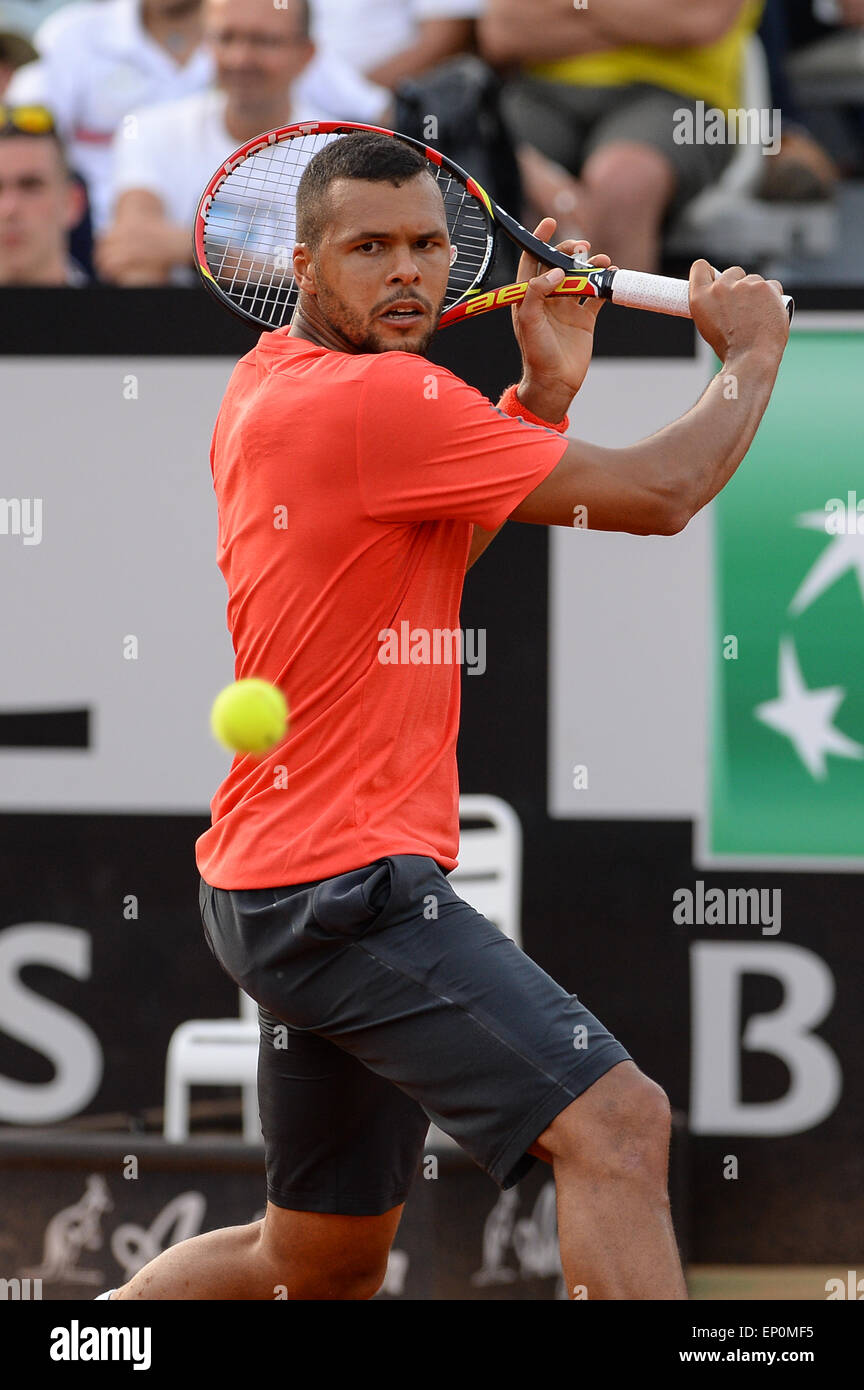 Rome, Italy. 12th May, 2015. BNL Italian Open Tennis. Jo-Wilfried Tsonga (FRA) in action against ...