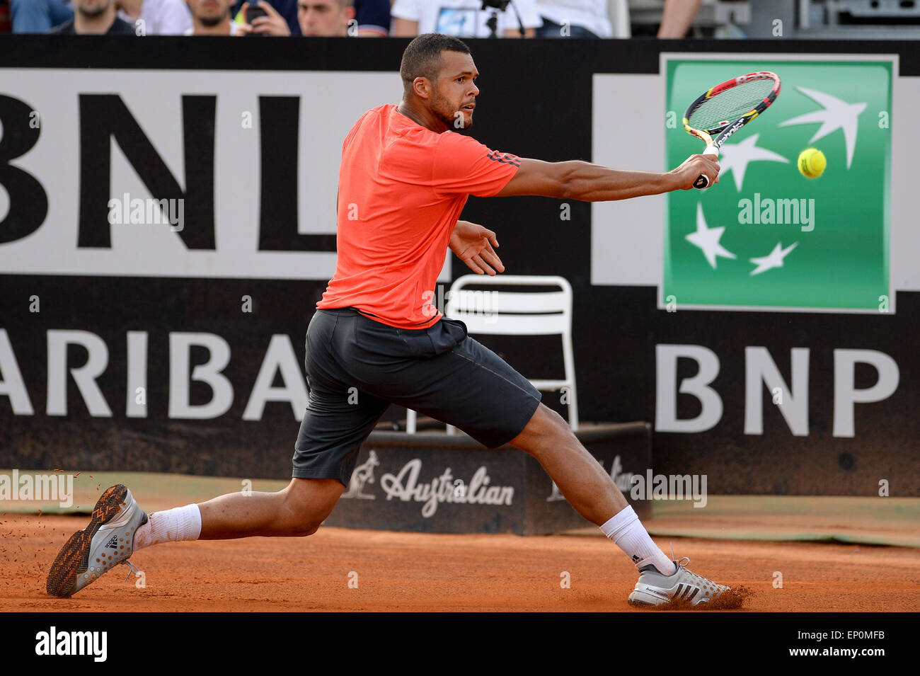 Rome, Italy. 12th May, 2015. BNL Italian Open Tennis. Jo-Wilfried Tsonga (FRA) in action against ...