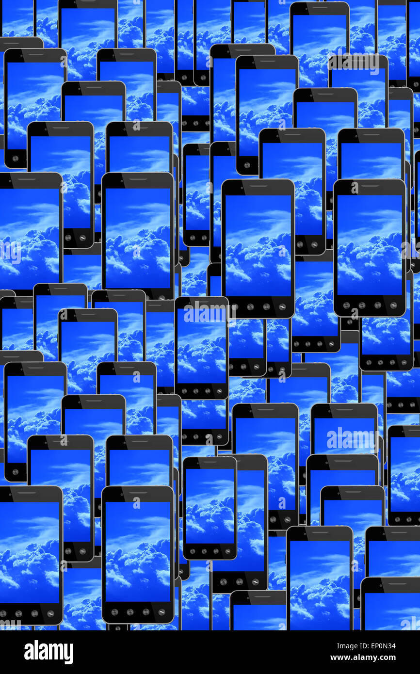 many smart-phones with image of blue sky Stock Photo - Alamy