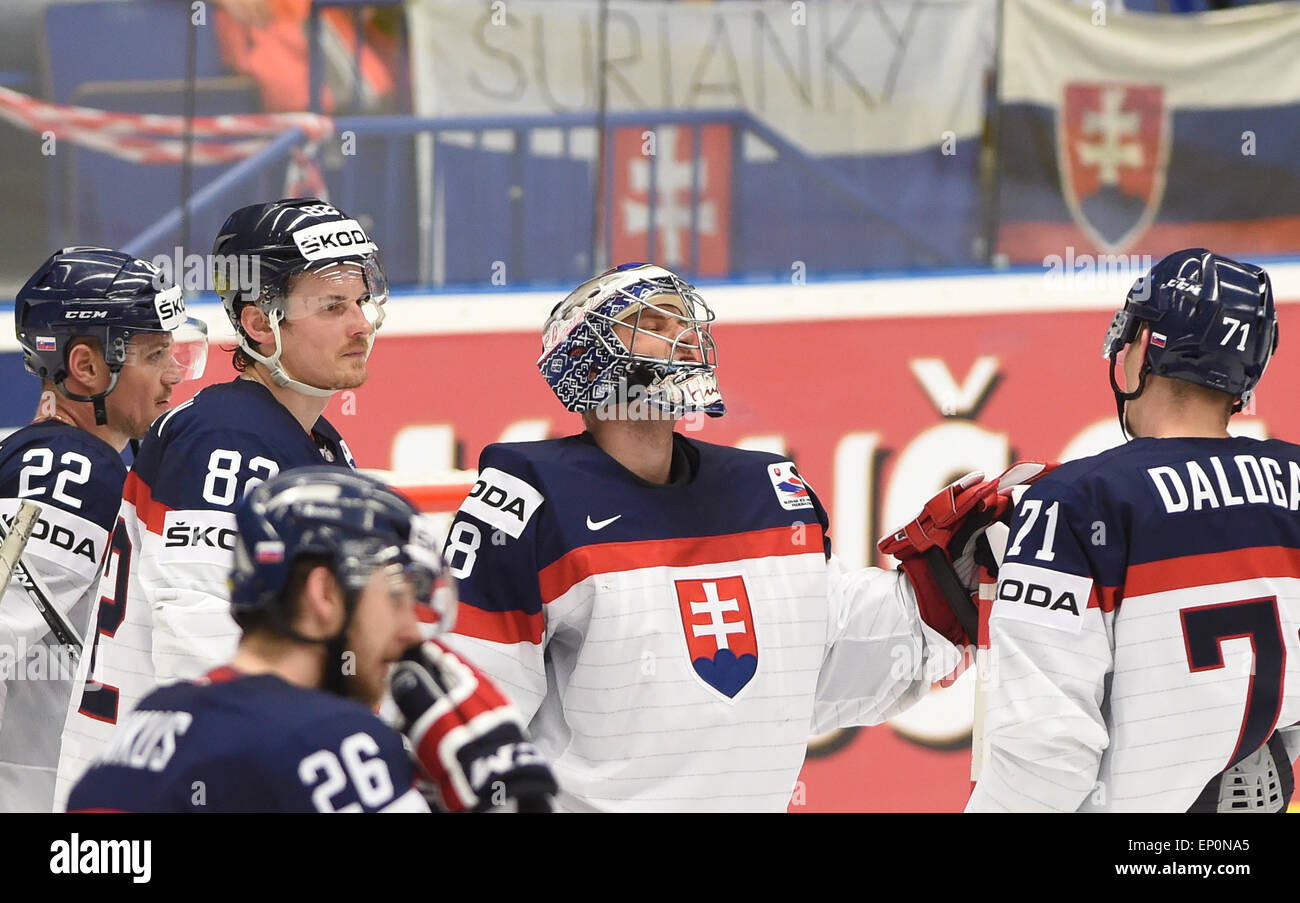 Ostrava, Czech Republic. 12th May, 2015. Disappointed Slovak hockey ...