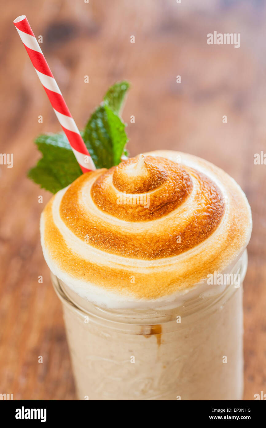 fire-roasted milkshake with caramelized bananas, salted caramel, graham ...