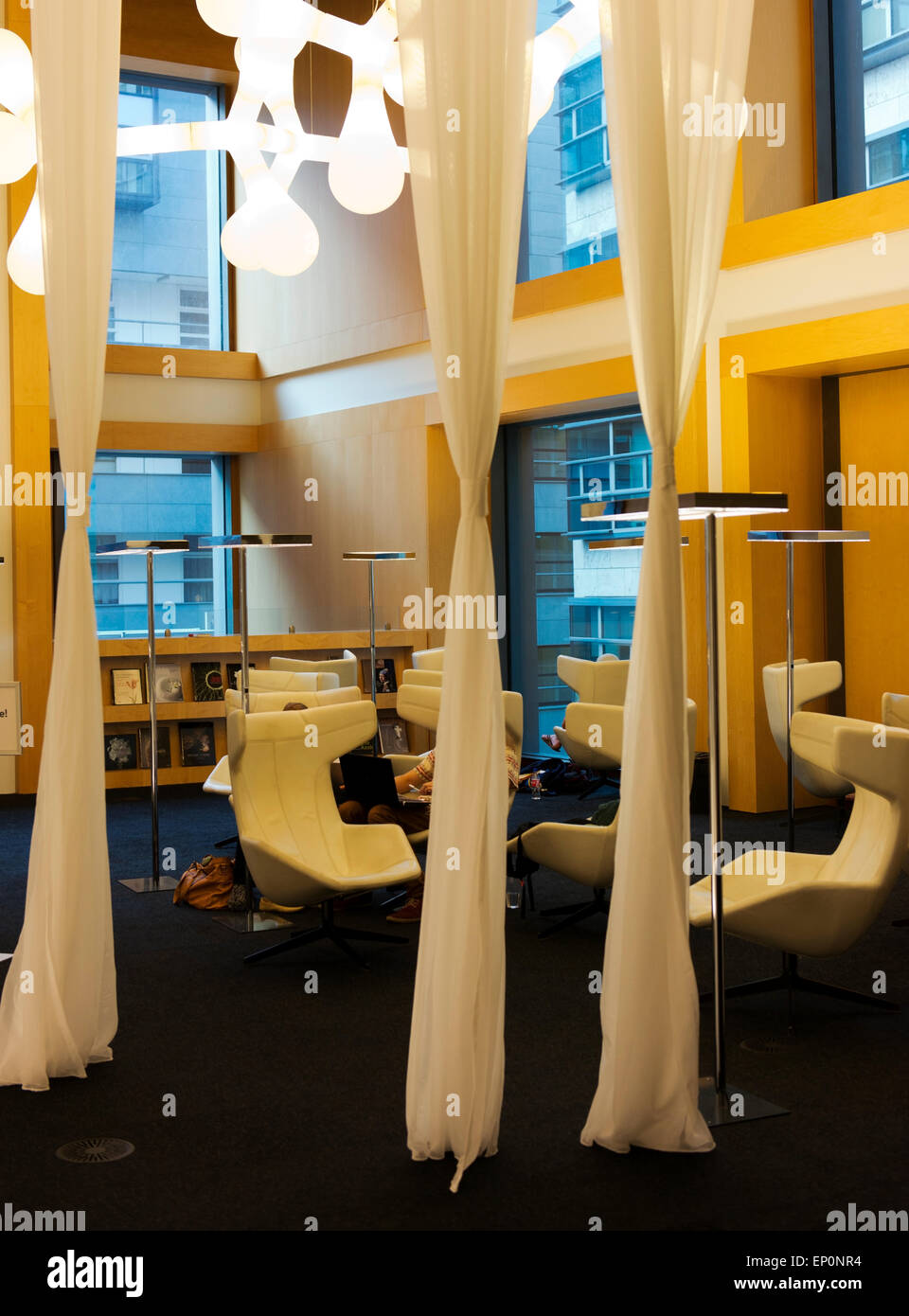 Reading/relaxing area in Amsterdam's modern Central Library Stock Photo ...