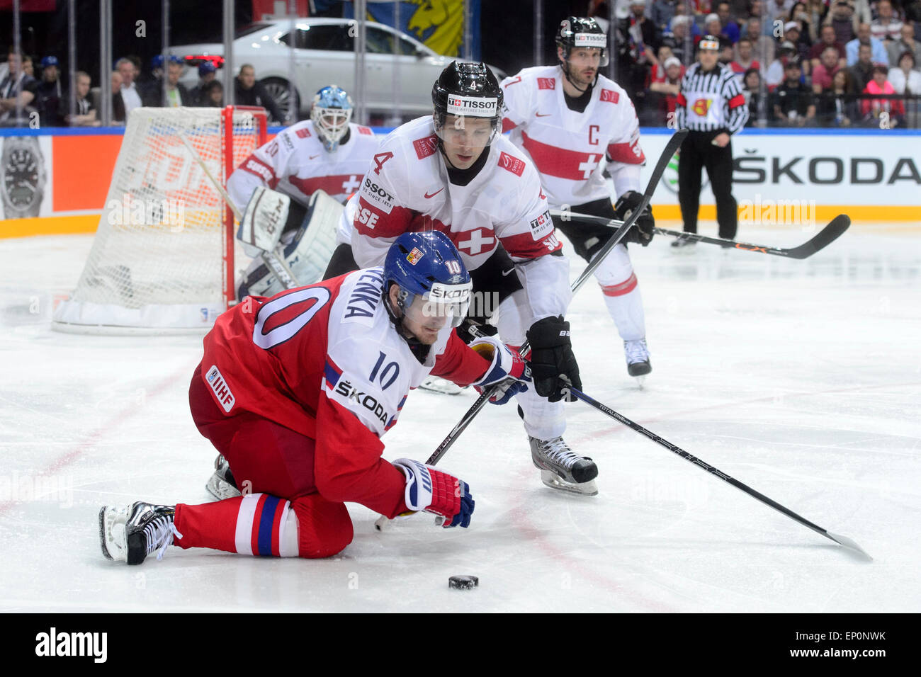 Prague, Czech Republic. 12th May, 2015. From left back Swiss goalkeeper ...