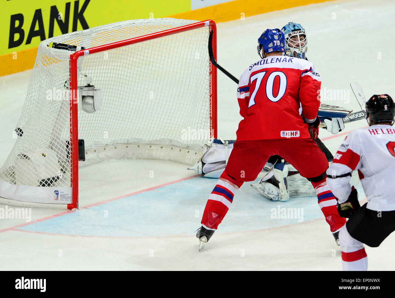 Prague, Czech Republic. 12th May, 2015. Swiss goalkeeper Reto Berra ...