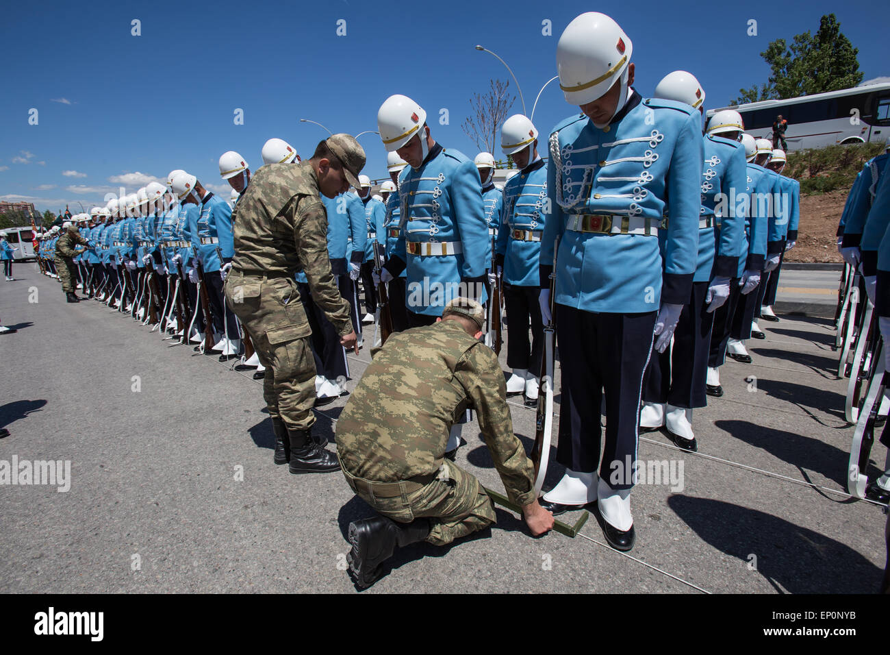 Ankara, Turkey. 12th May, 2015. Soldiers measure the exact distance in ...