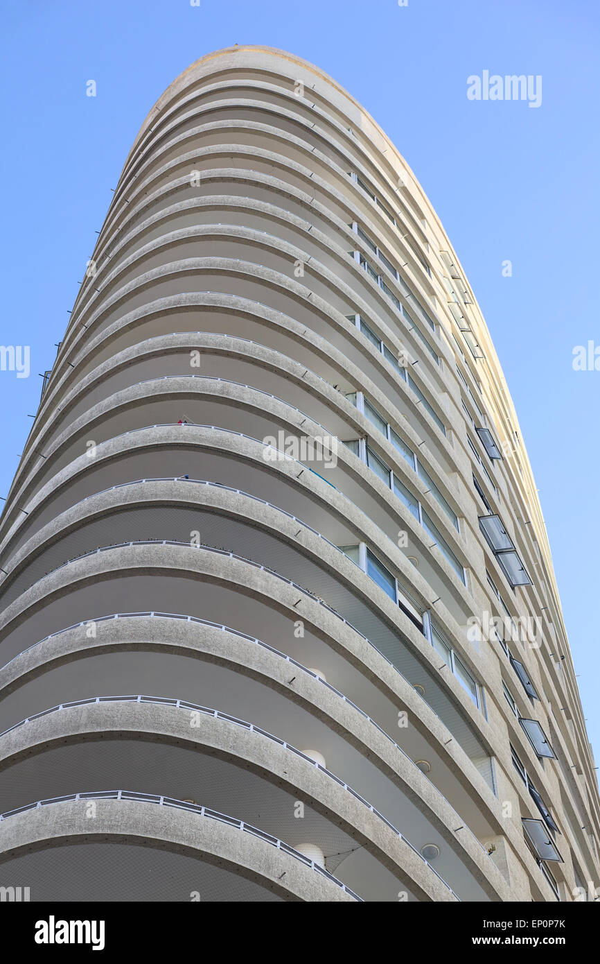 Balconies of a modern residential building on Punta Cavancha in Iquique ...