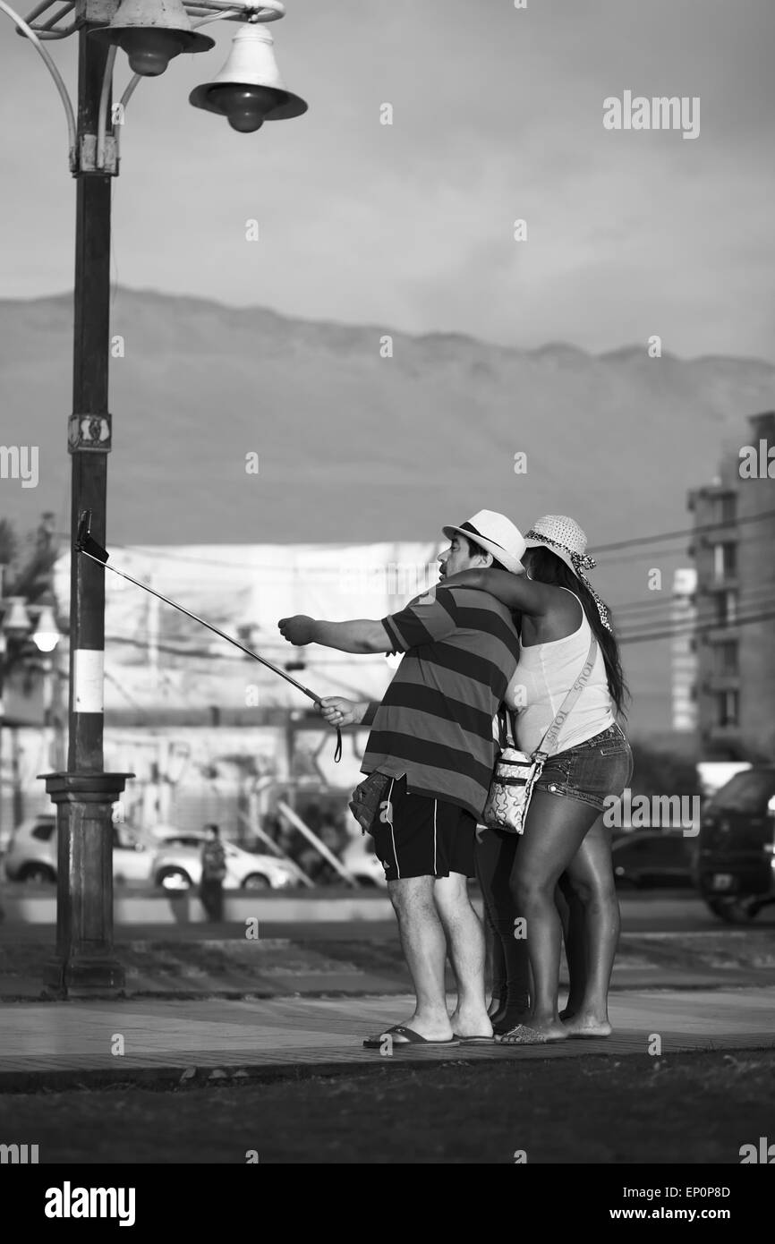 Tourist taking selfie photo Black and White Stock Photos & Images - Alamy