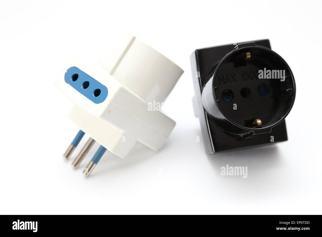 Power cord with plugs and sockets with European plugs Stock Photo - Alamy