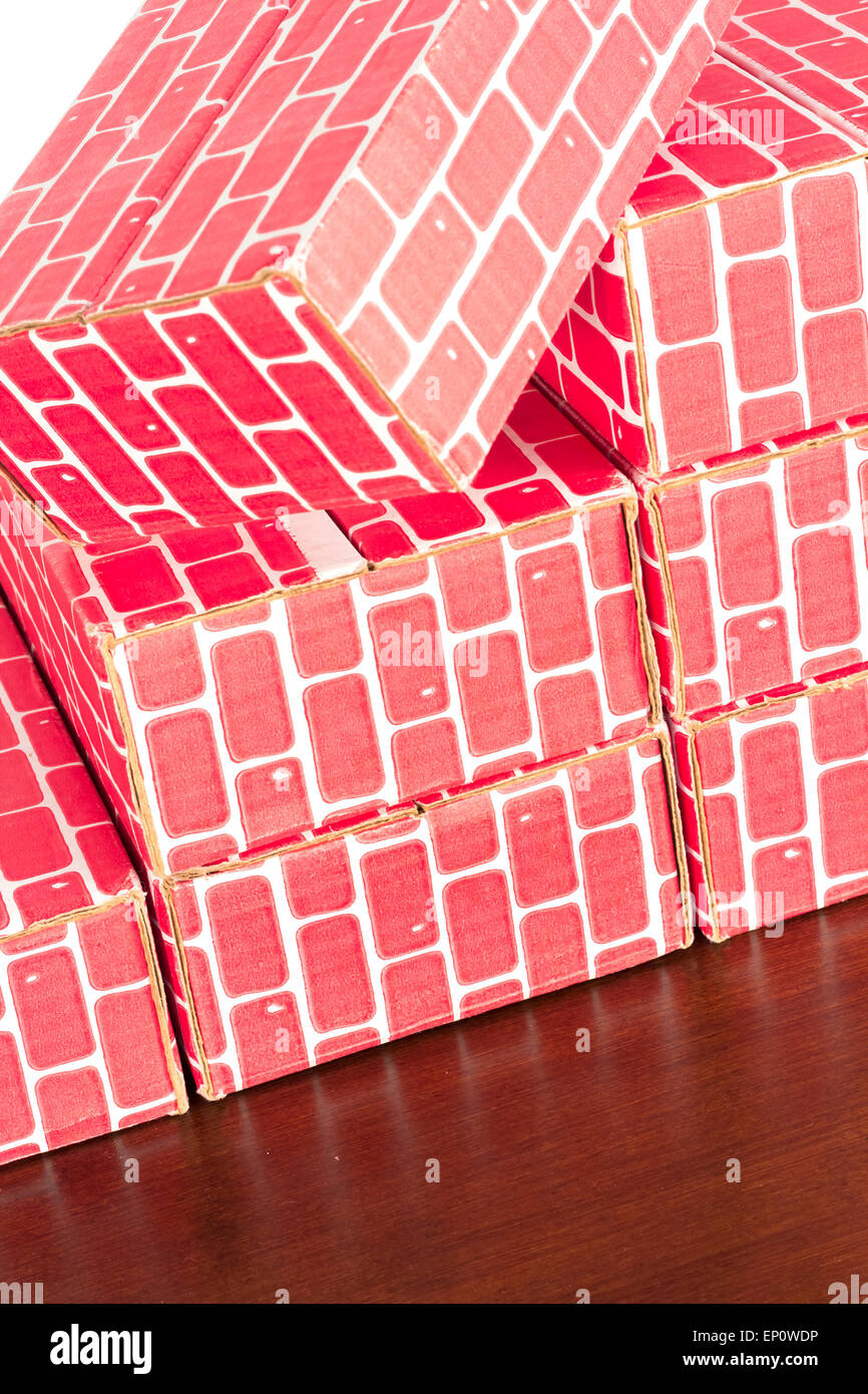 Cardboard brick column graph showing steady growth Stock Photo - Alamy