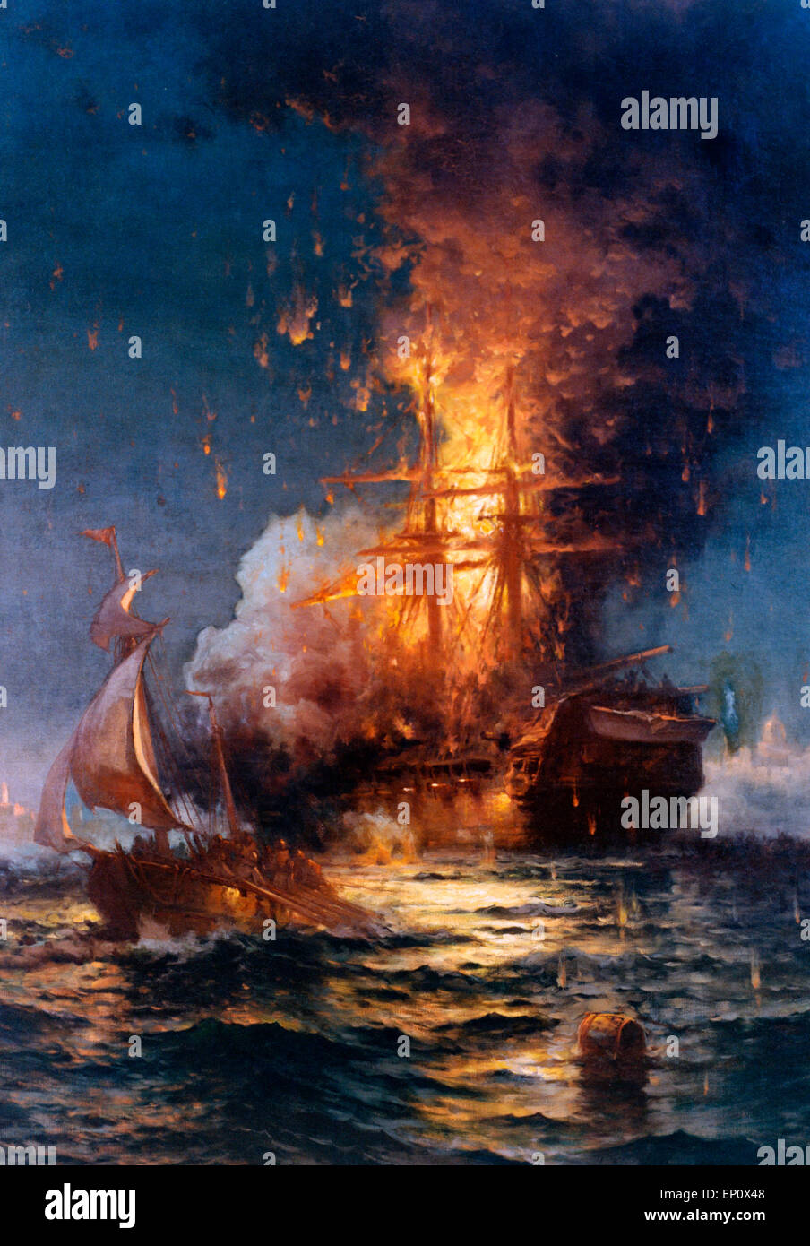 Burning of the Frigate Philadelphia in the Harbor of Tripoli. USS ...