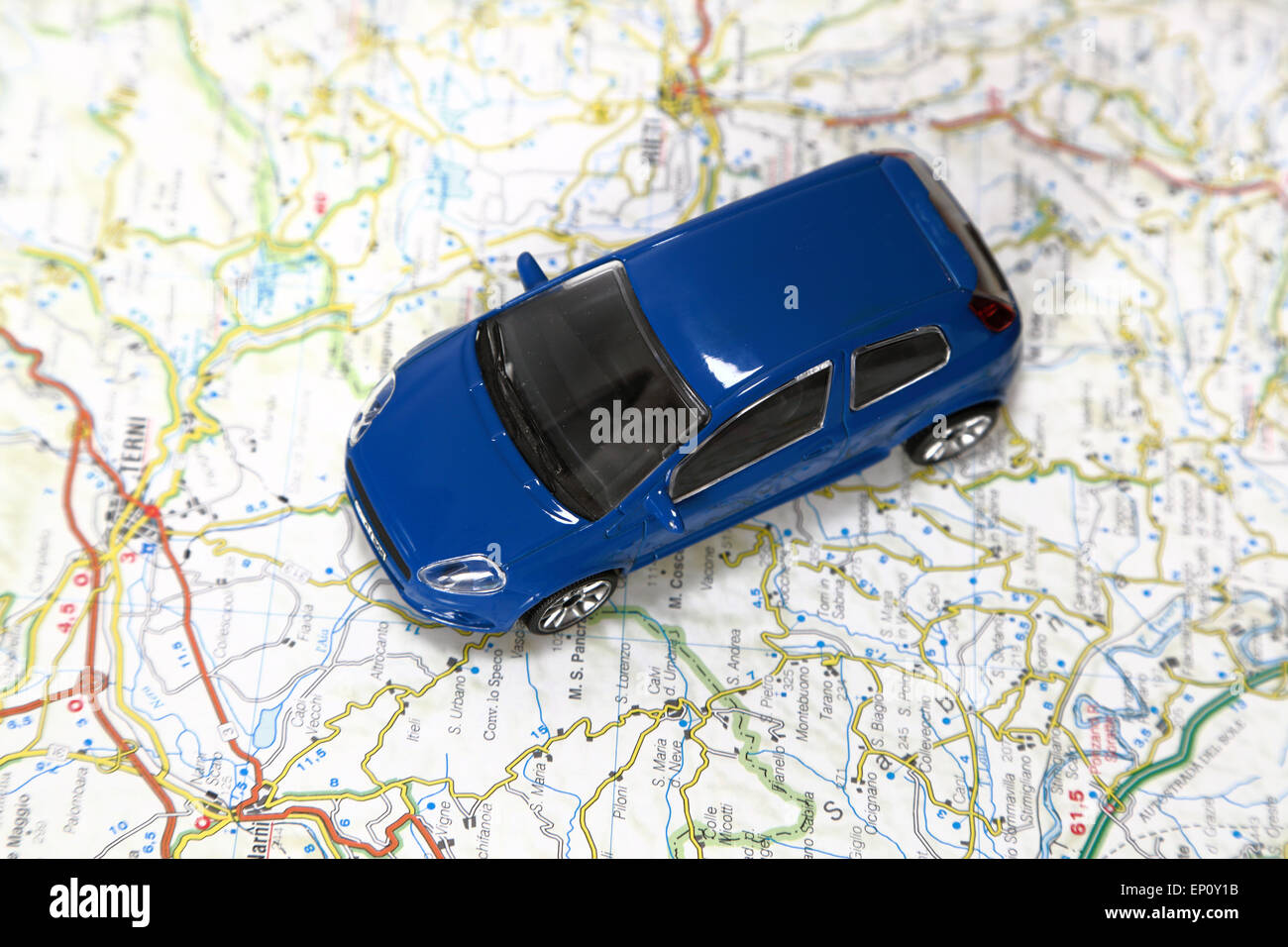 Cars on a road map Stock Photo - Alamy