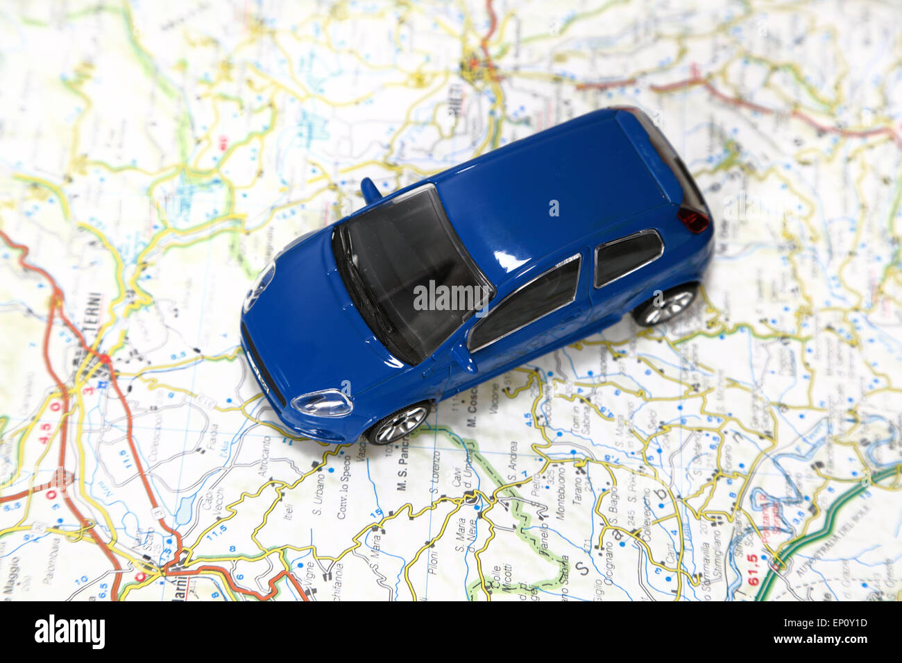 Cars on a road map Stock Photo - Alamy