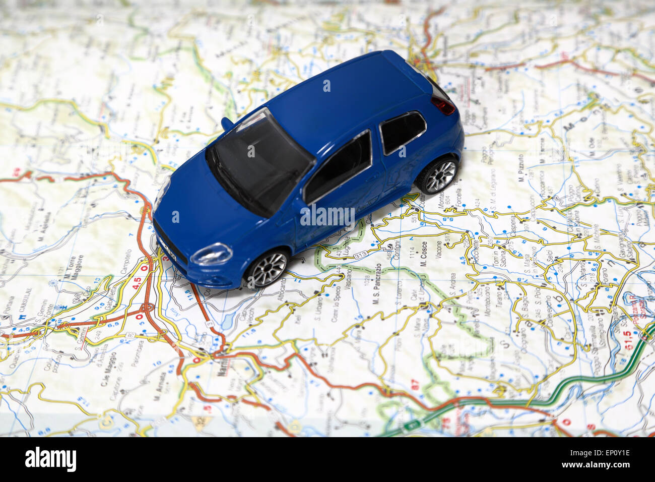Cars on a road map Stock Photo - Alamy