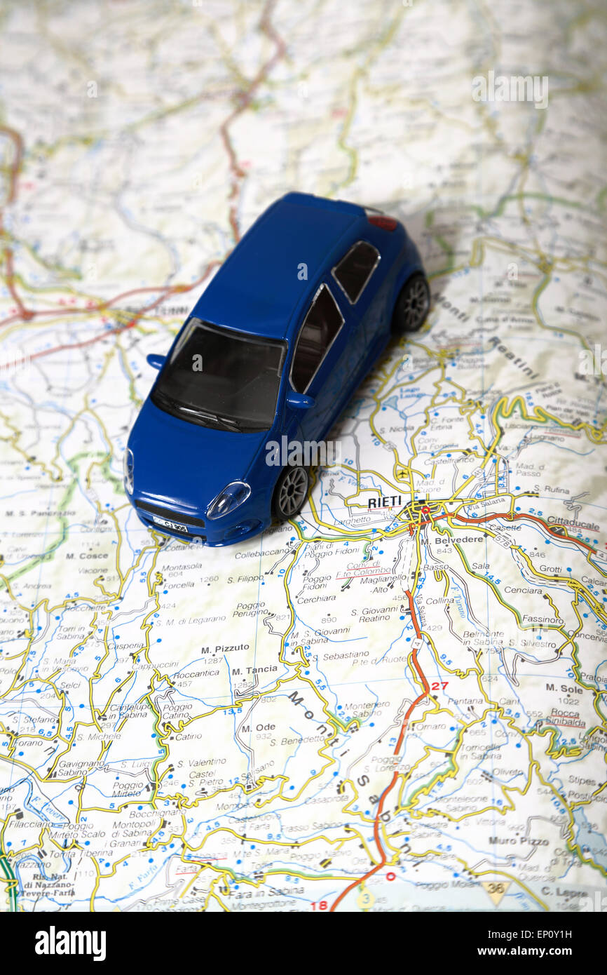 Cars on a road map Stock Photo - Alamy