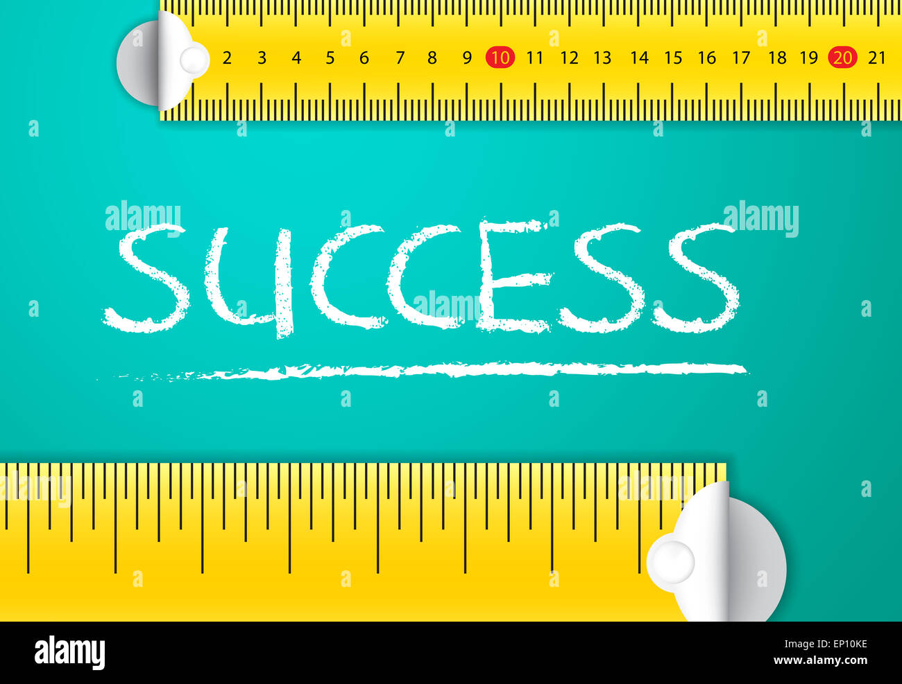 Measuring Business Success and Achievement Concept. Two different tape ...