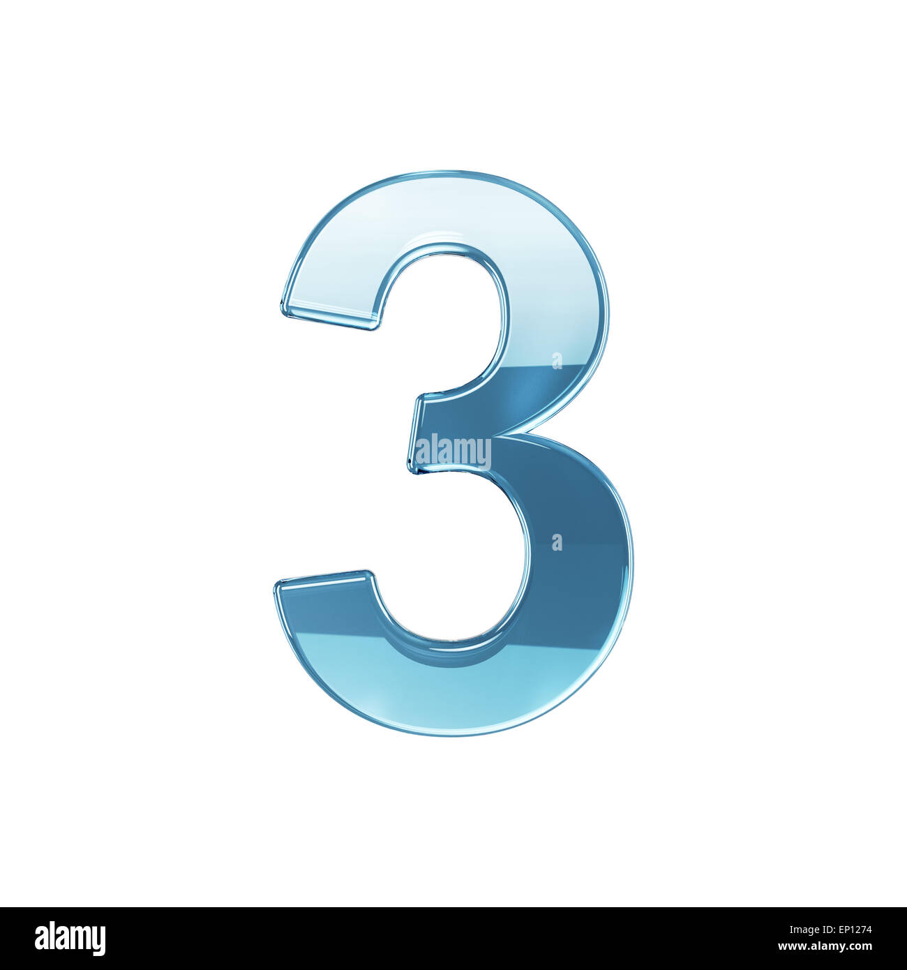 3d render of glass glossy transparent alphabet digit three symbol - 3 ...