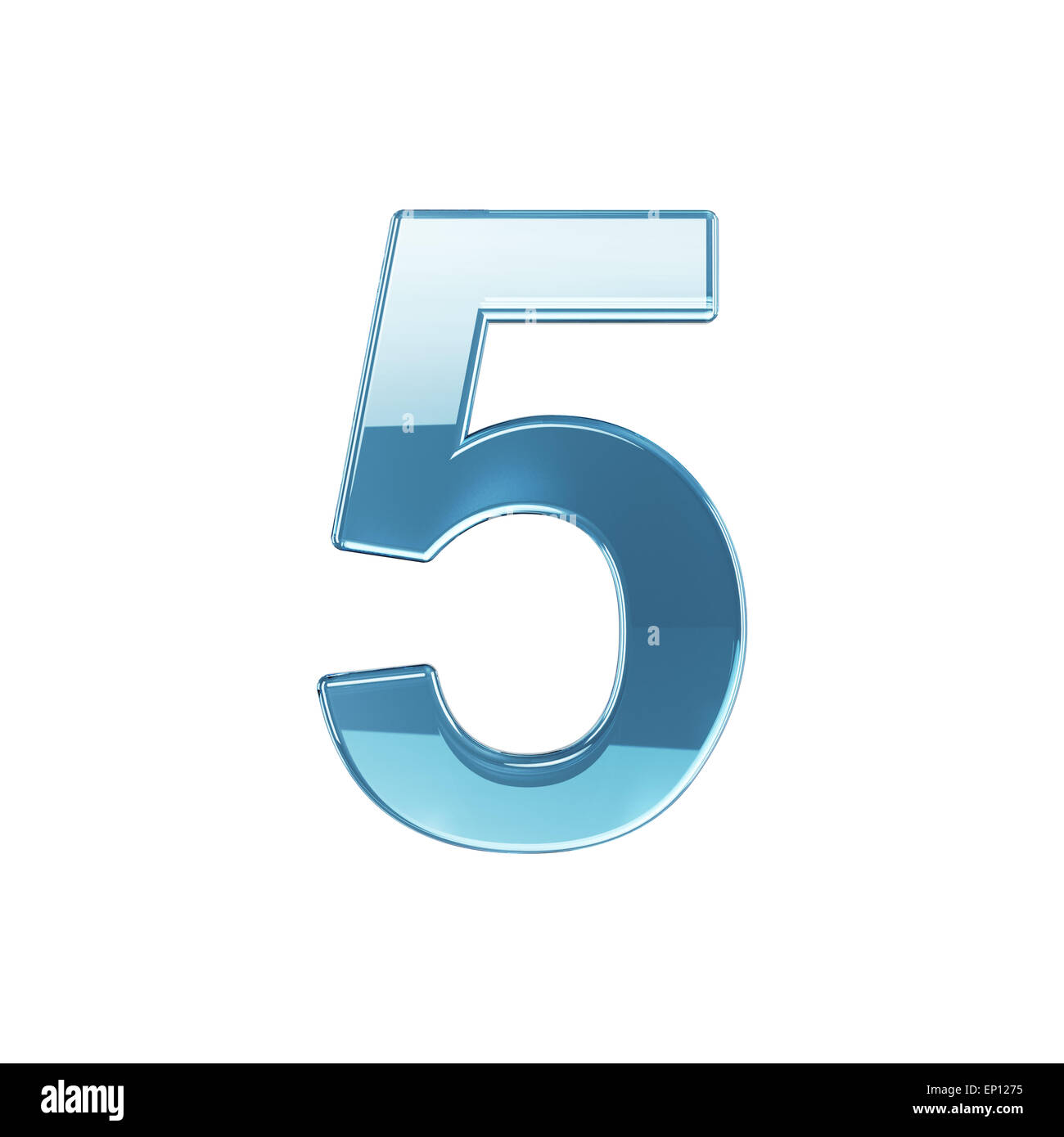 3d render of glass glossy transparent alphabet digit five symbol - 5 ...