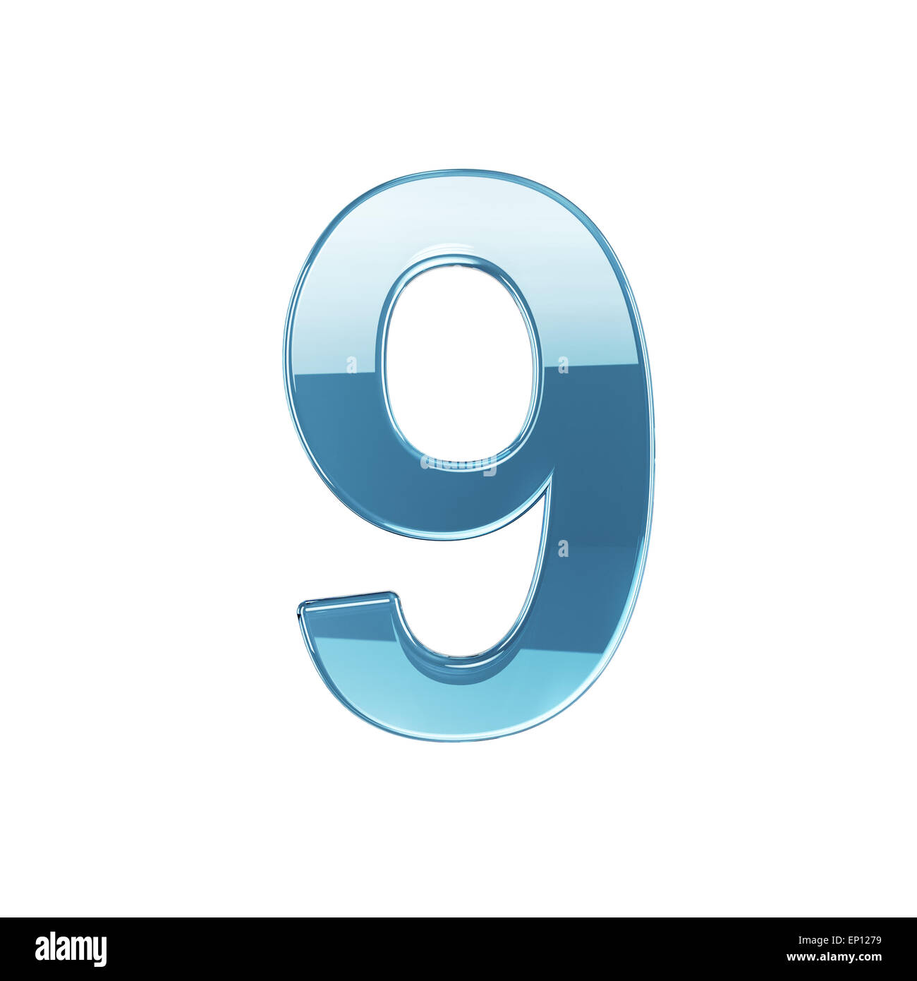 3d render of glass glossy transparent alphabet digit nine symbol - 9 ...