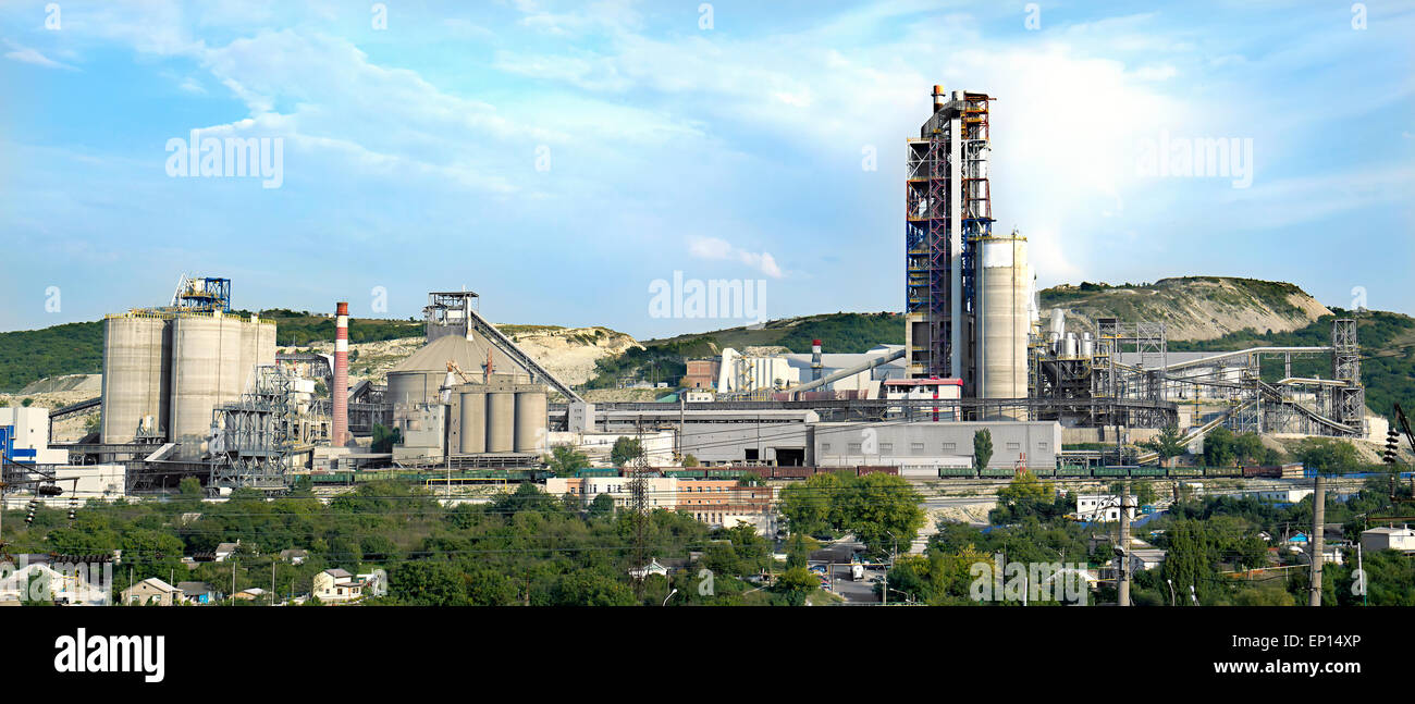 Cement factory view blue sunny hi-res stock photography and images - Alamy