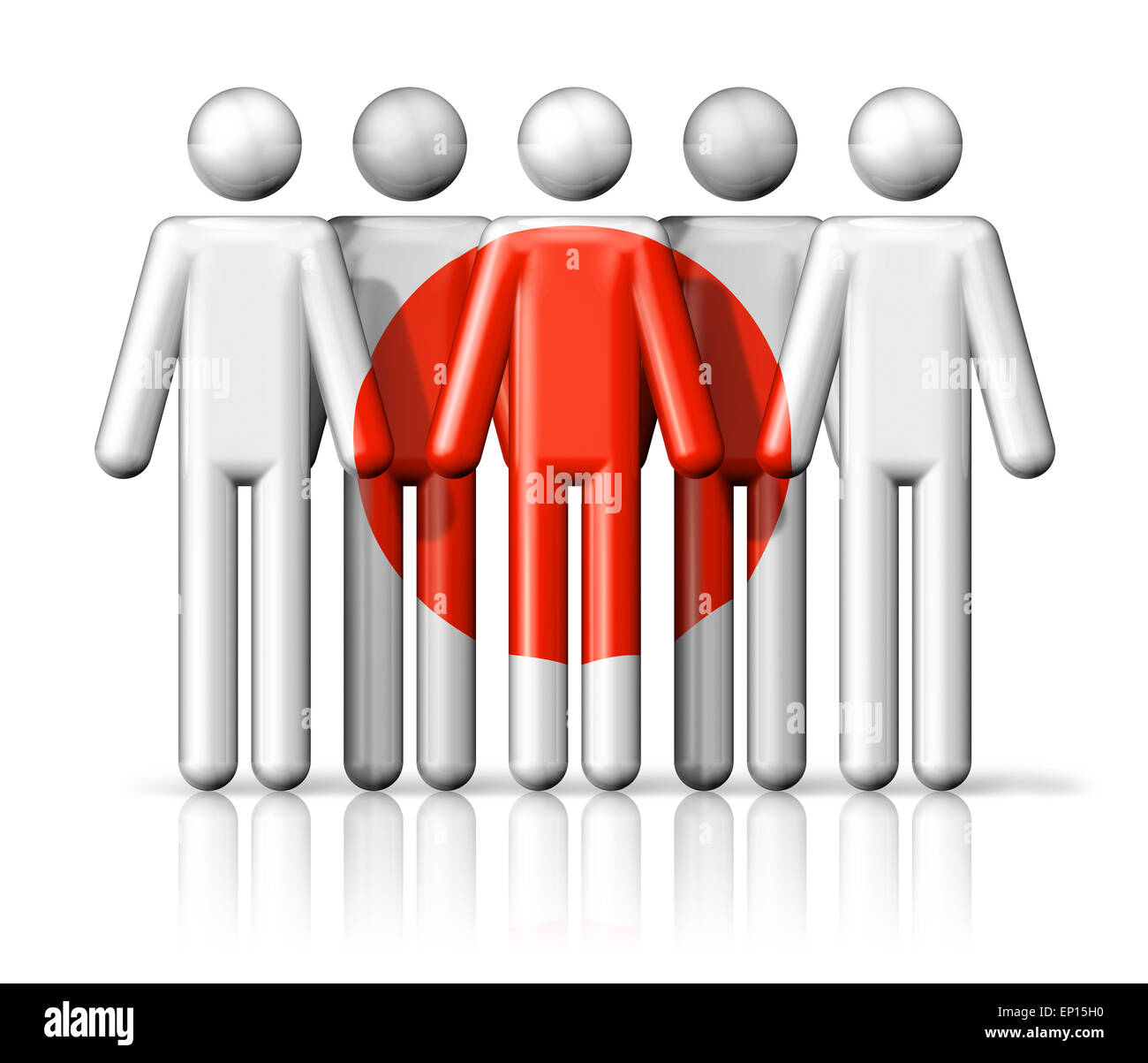Flag of Japan on stick figure - national and social community symbol 3D ...