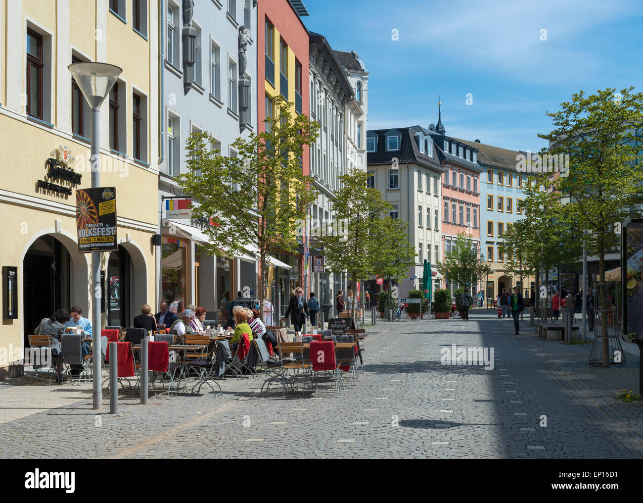 Schloßstraße pedestrian zone in the historic centre, Gera, Thuringia ...