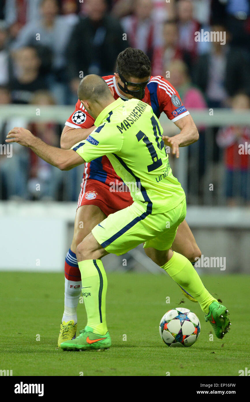 Munich, Germany. 12th May, 2015. Bayern Munich's Robert Lewandowski ...
