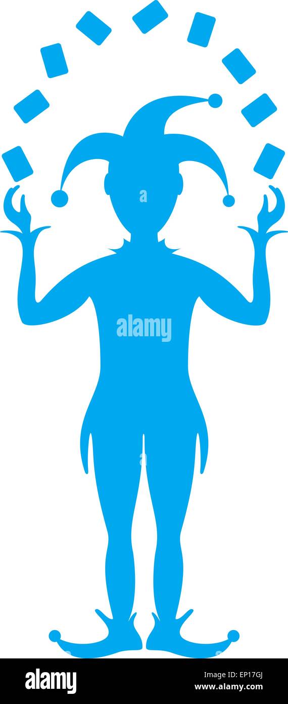 Light blue silhouette of Joker playing with cards Stock Vector Image ...