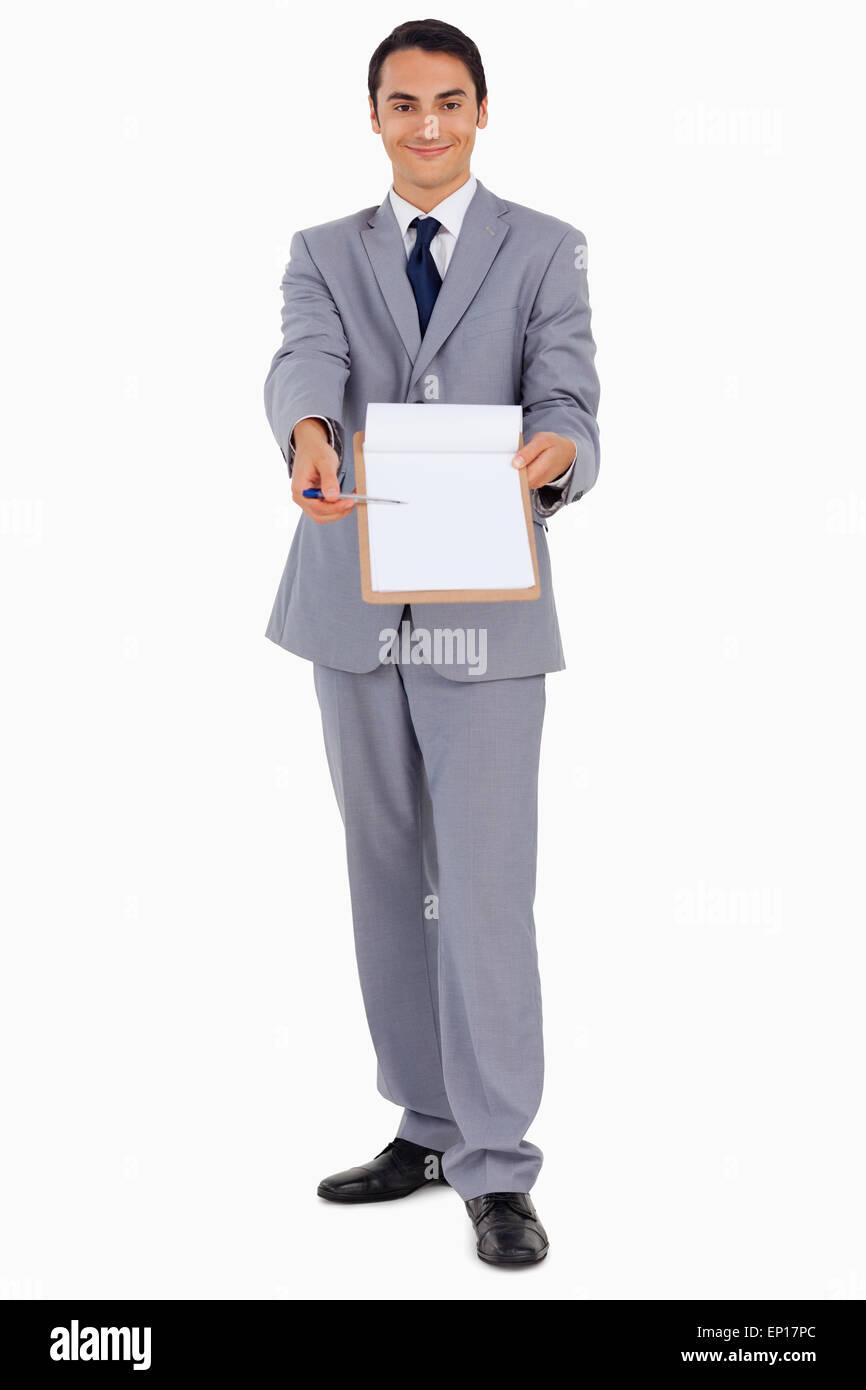 Portrait of a good-looking man showing a file Stock Photo - Alamy