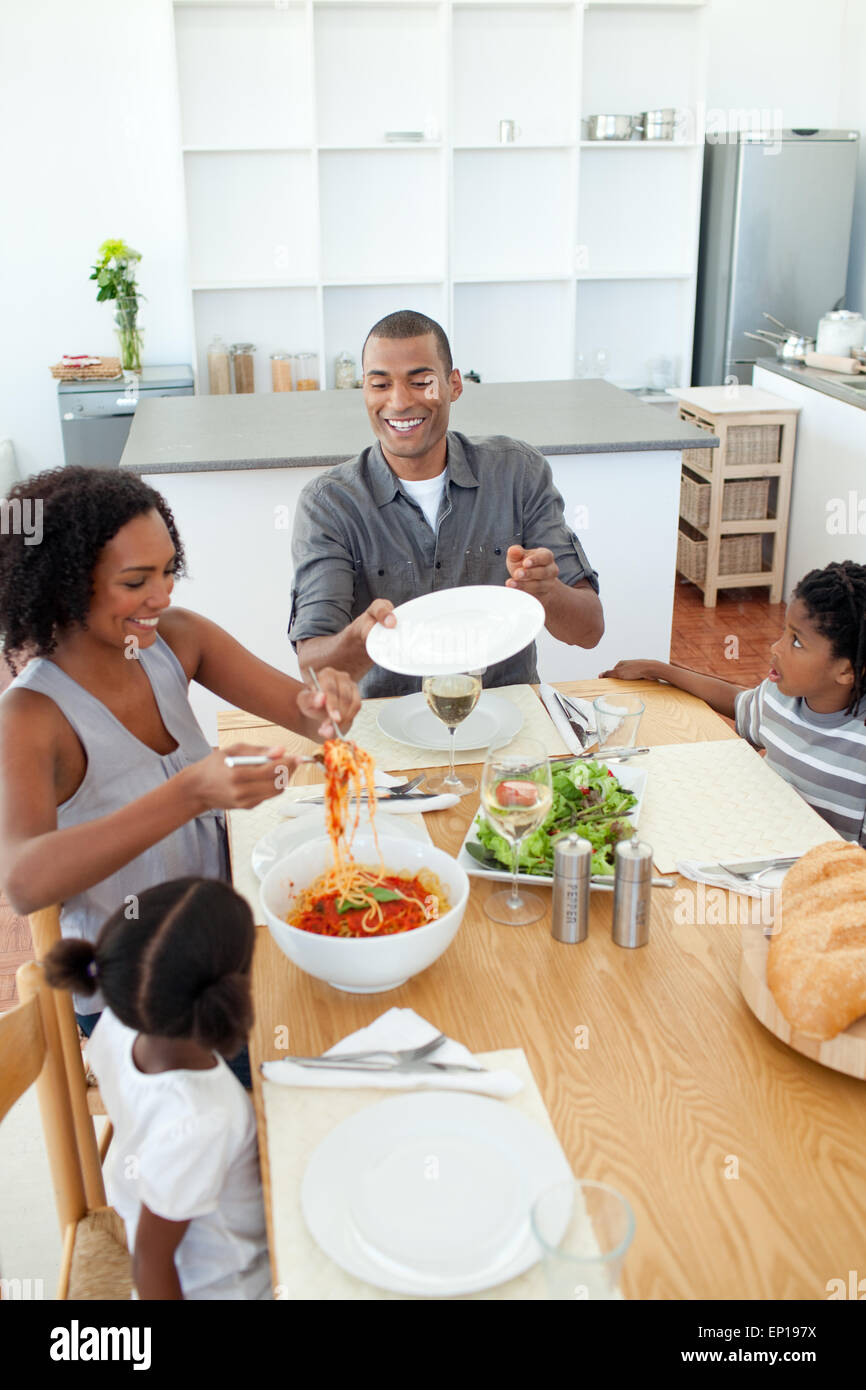 Afro-american family dining together Stock Photo - Alamy