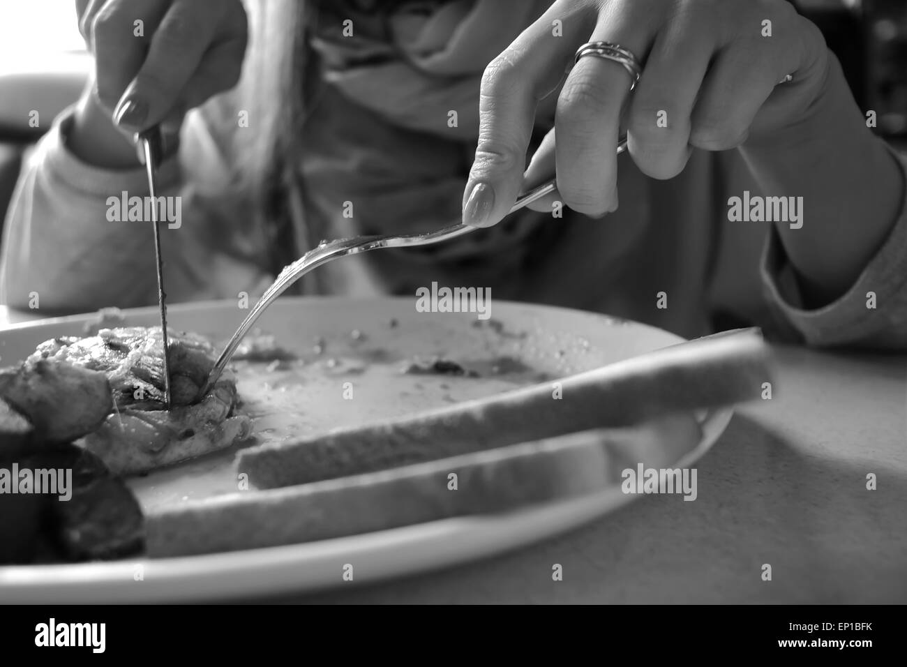 Hands dish food Black and White Stock Photos & Images - Alamy