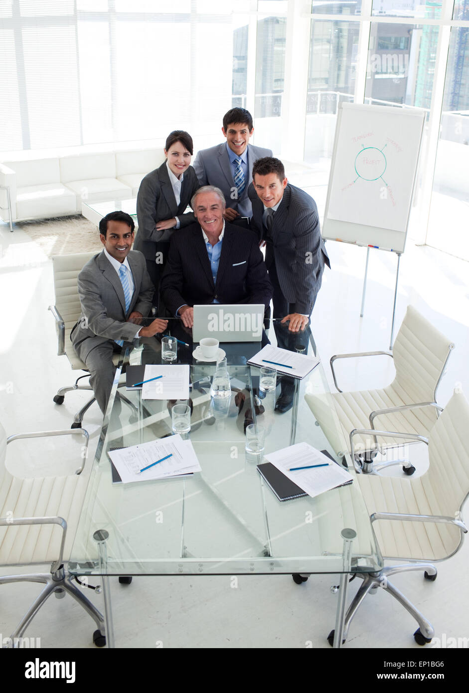 A business group showing diversity working at a computer Stock Photo ...