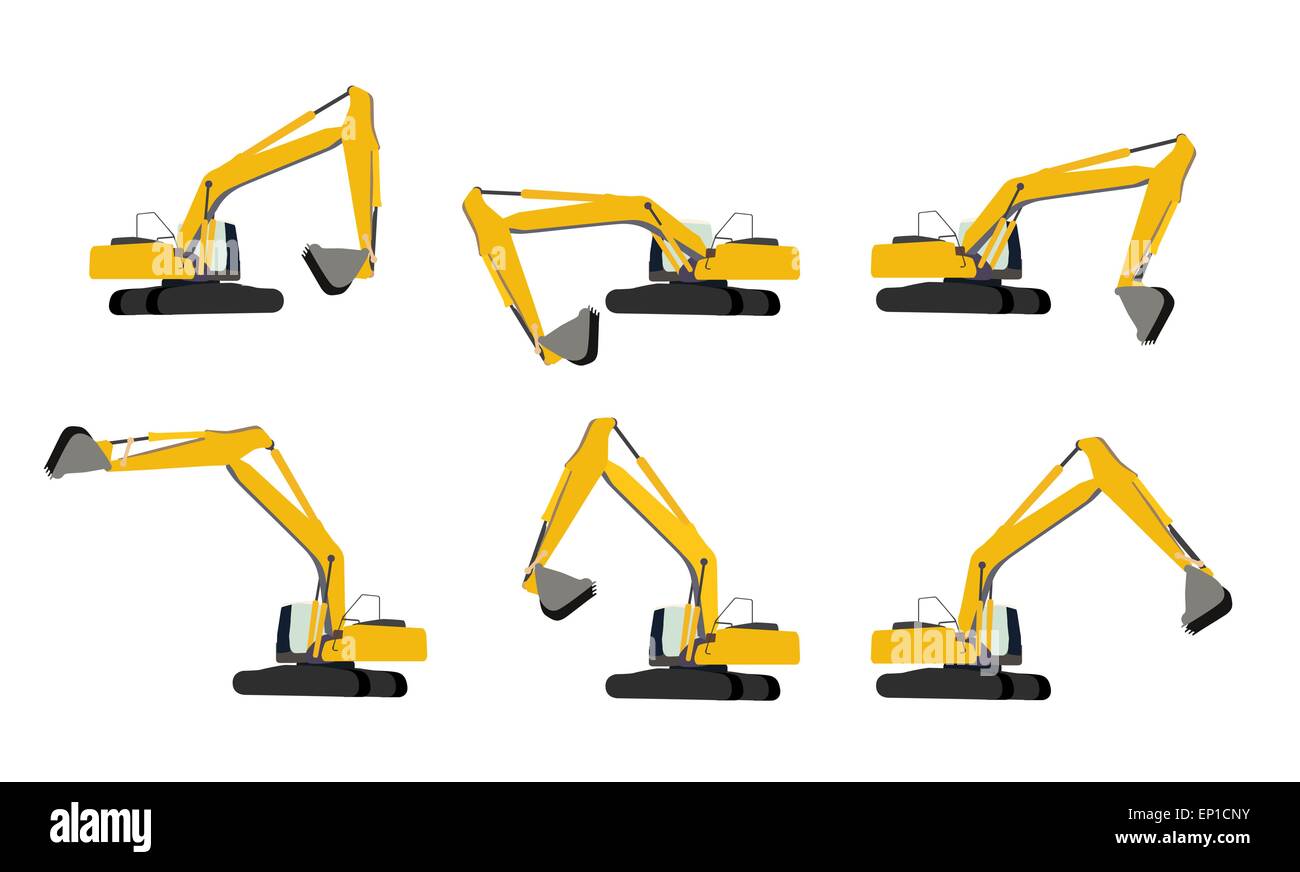 Excavator Work Set. Vector Illustration Stock Vector Image & Art - Alamy