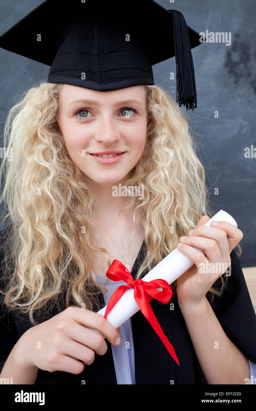 Teenage Girl Celebrating Graduation Stock Photo - Alamy