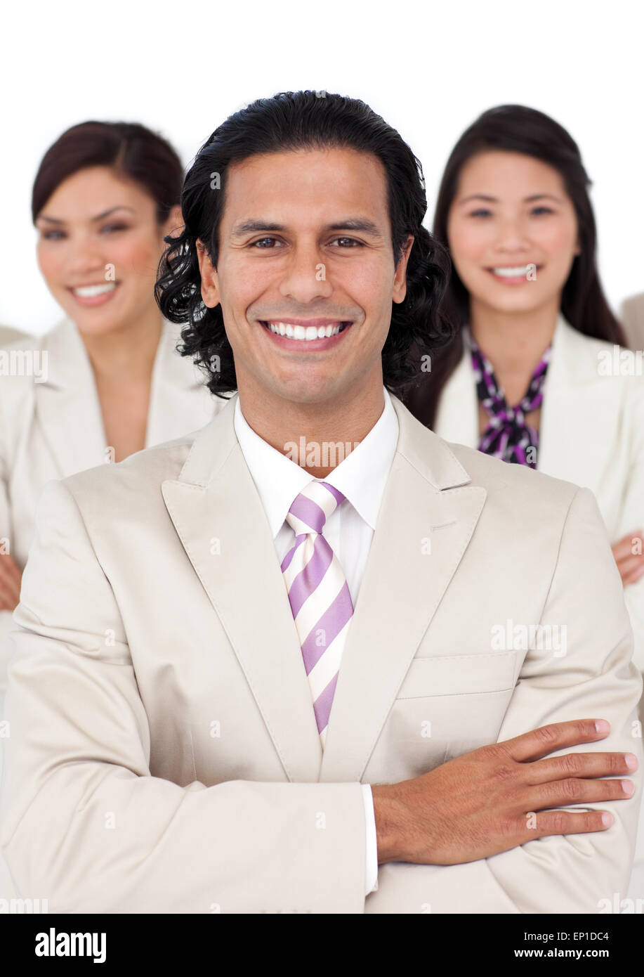 Portrait of a manager and his team Stock Photo - Alamy