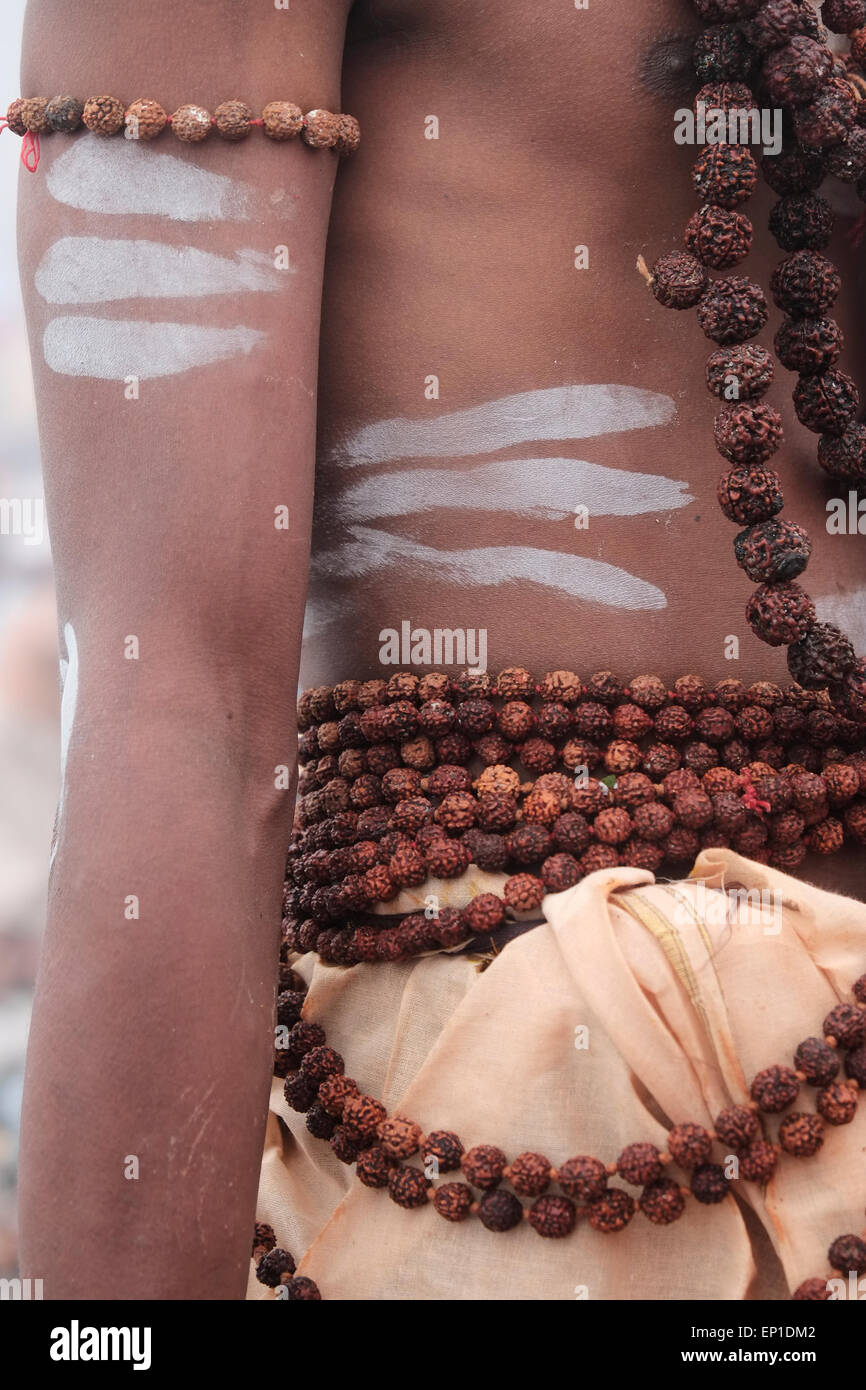 Sacred symbols on sadhu body Stock Photo - Alamy