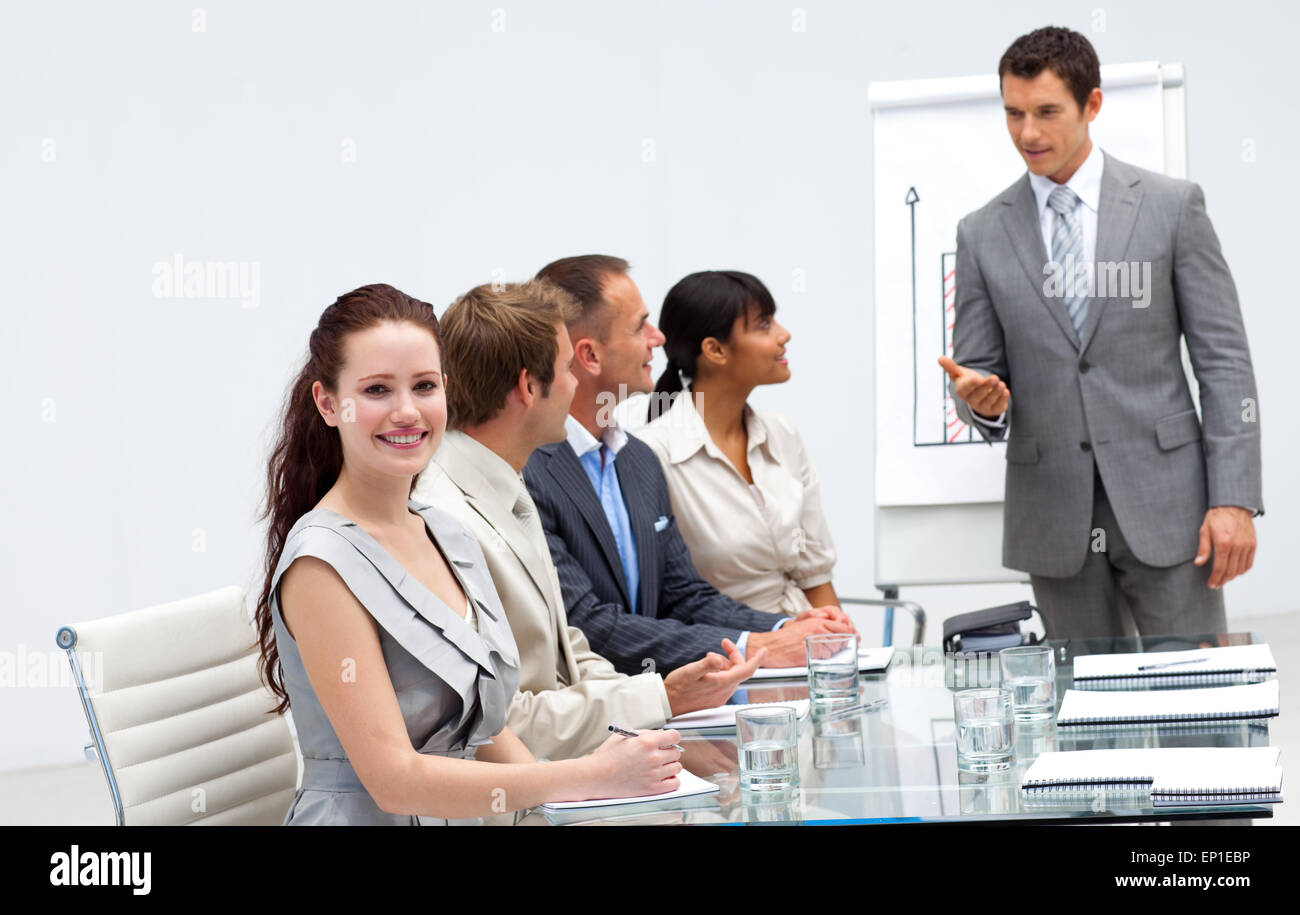 Beautiful businesswoman in a presentation Stock Photo - Alamy